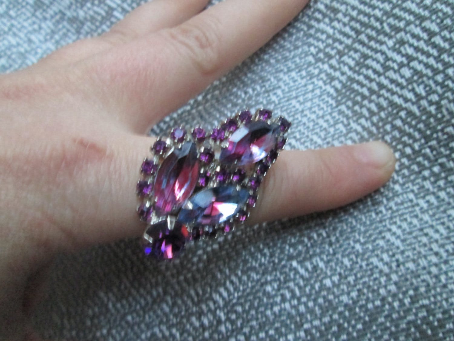 Vintage Large Purple Rhinestone Ring | Shop THRILLING