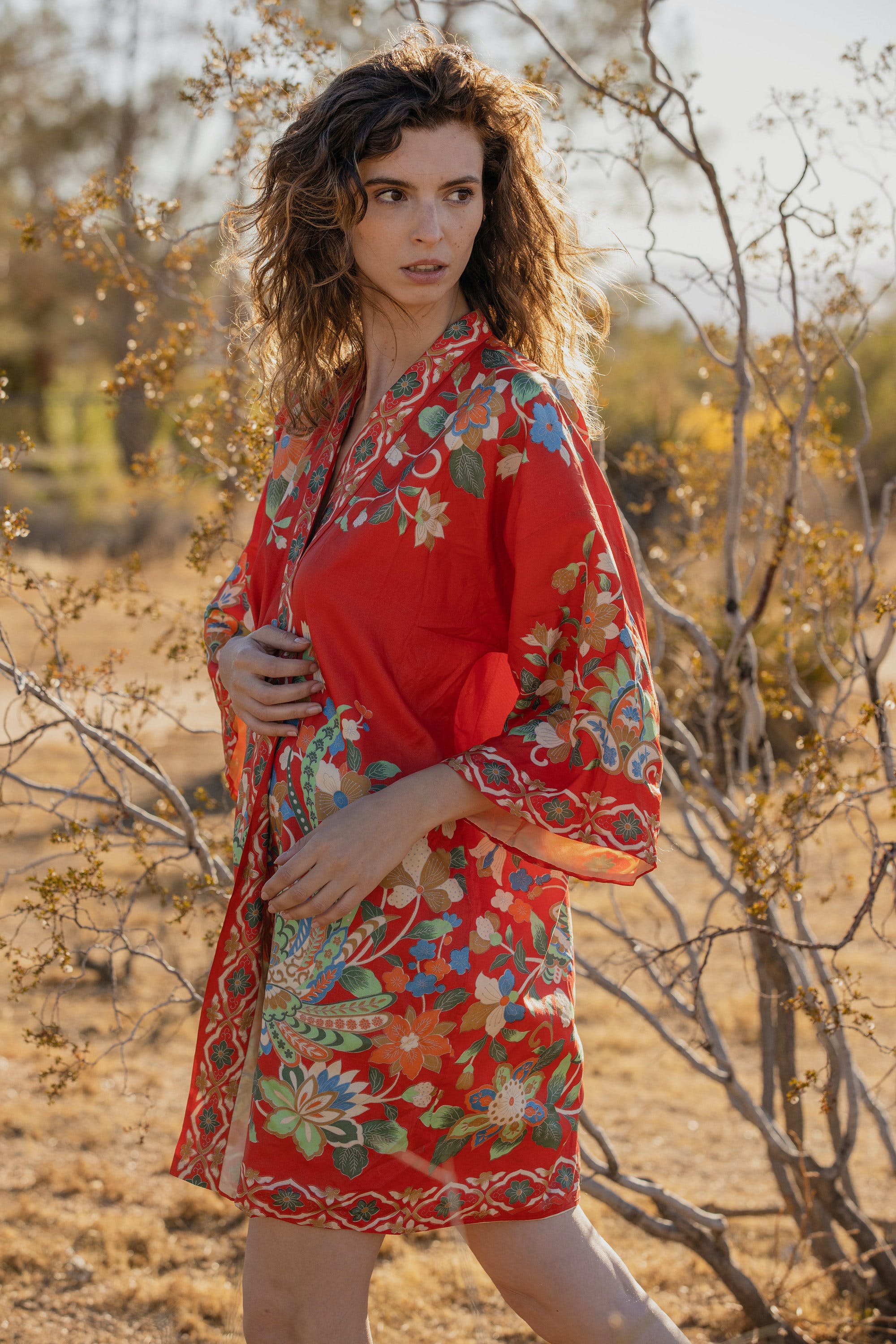 Vintage Red Silk Floral Printed Jacket | Shop THRILLING