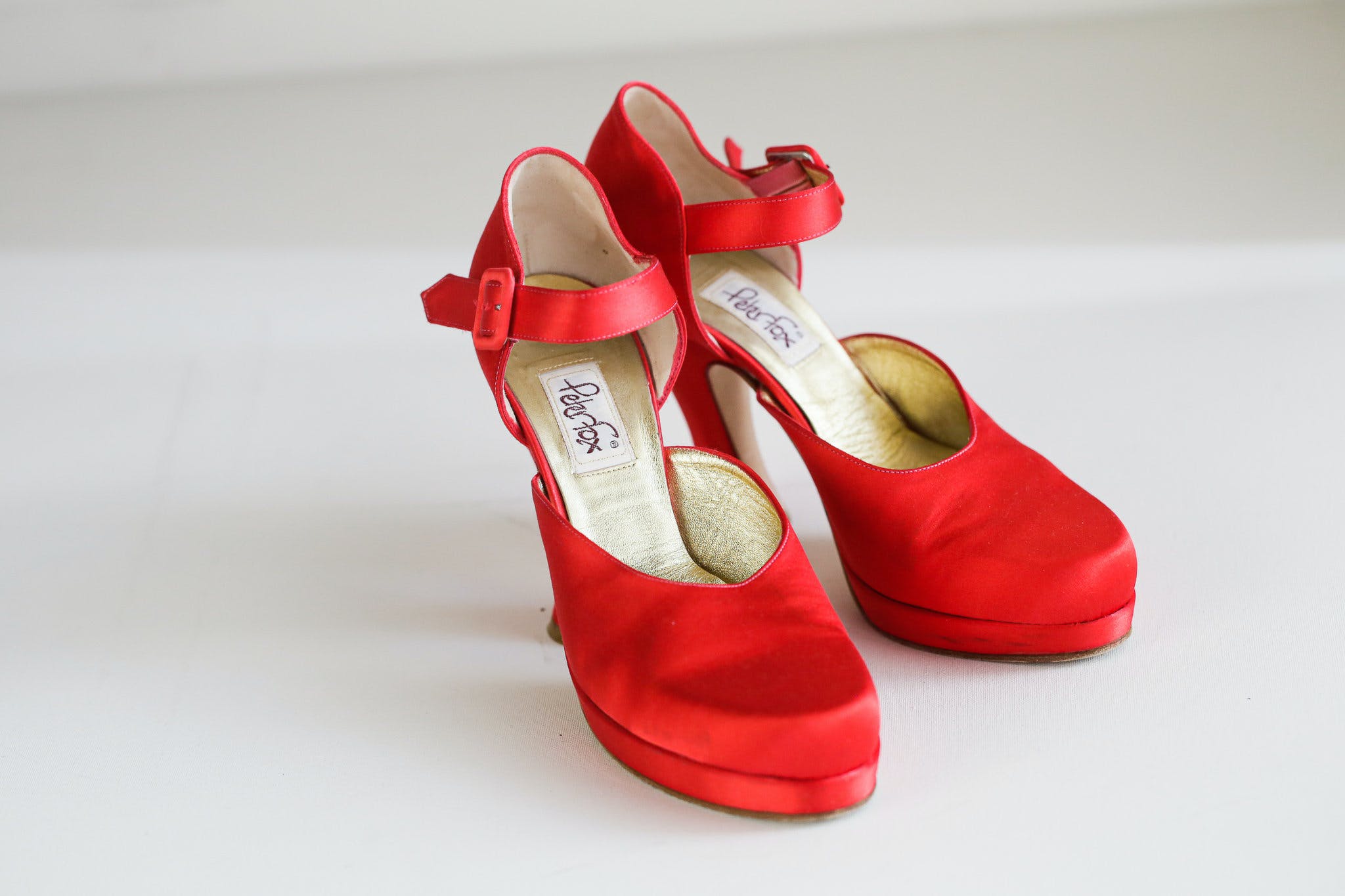 Vintage Red Silk Ankle Strap Heels | Shop THRILLING