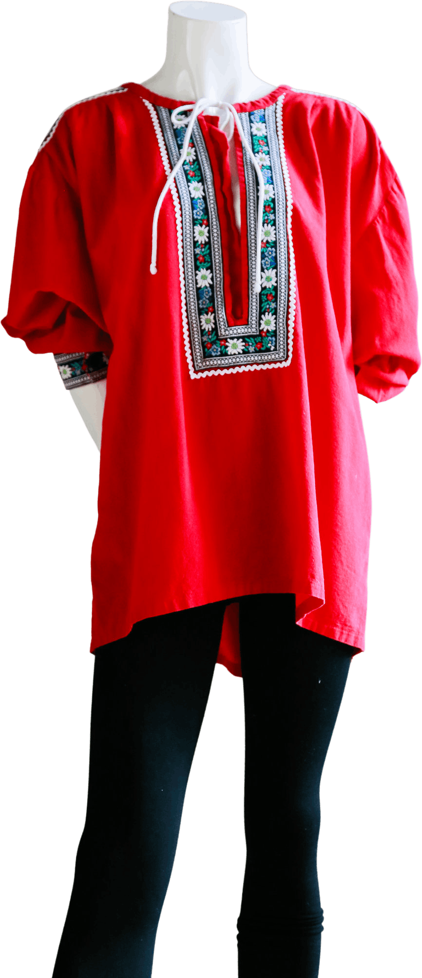 Vintage German Style Long Sleeve Top with Floral Trim | Shop THRILLING