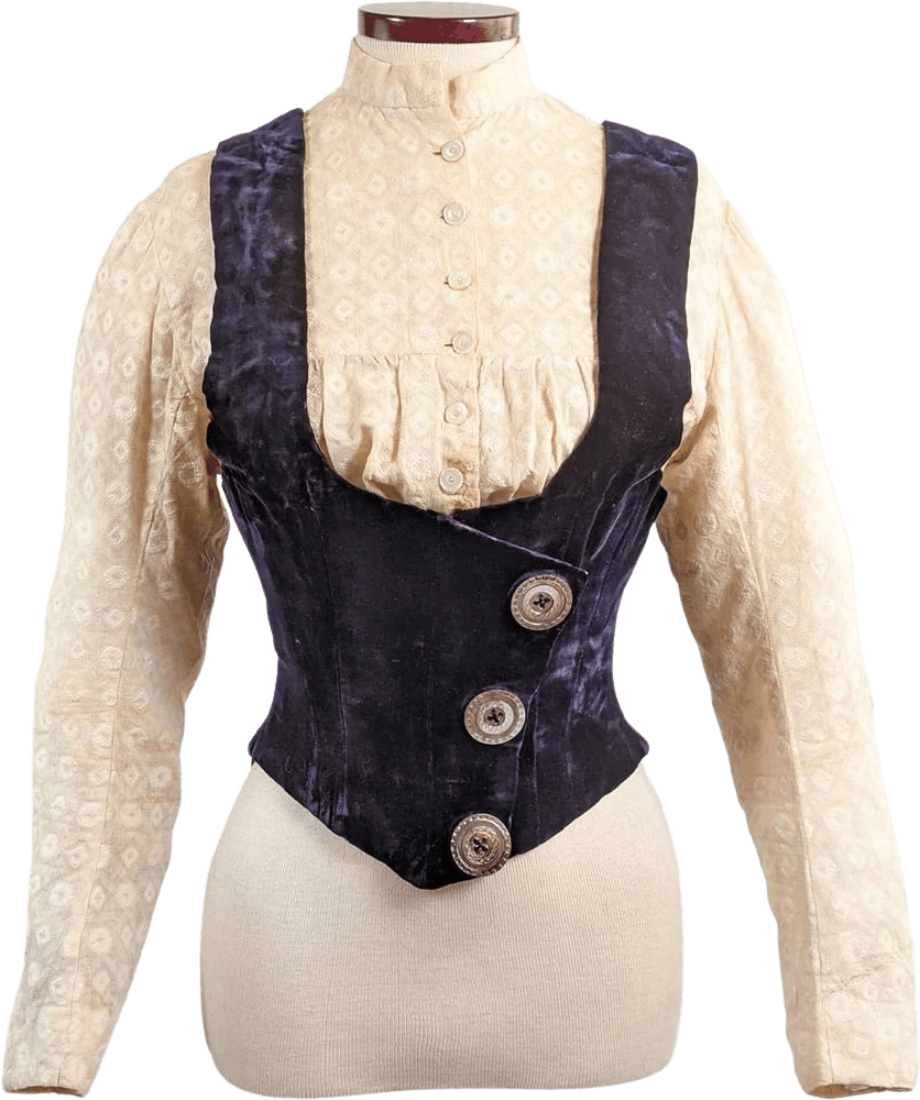 Vintage Victorian Blue Velvet Sleeveless Bodice | Shop THRILLING