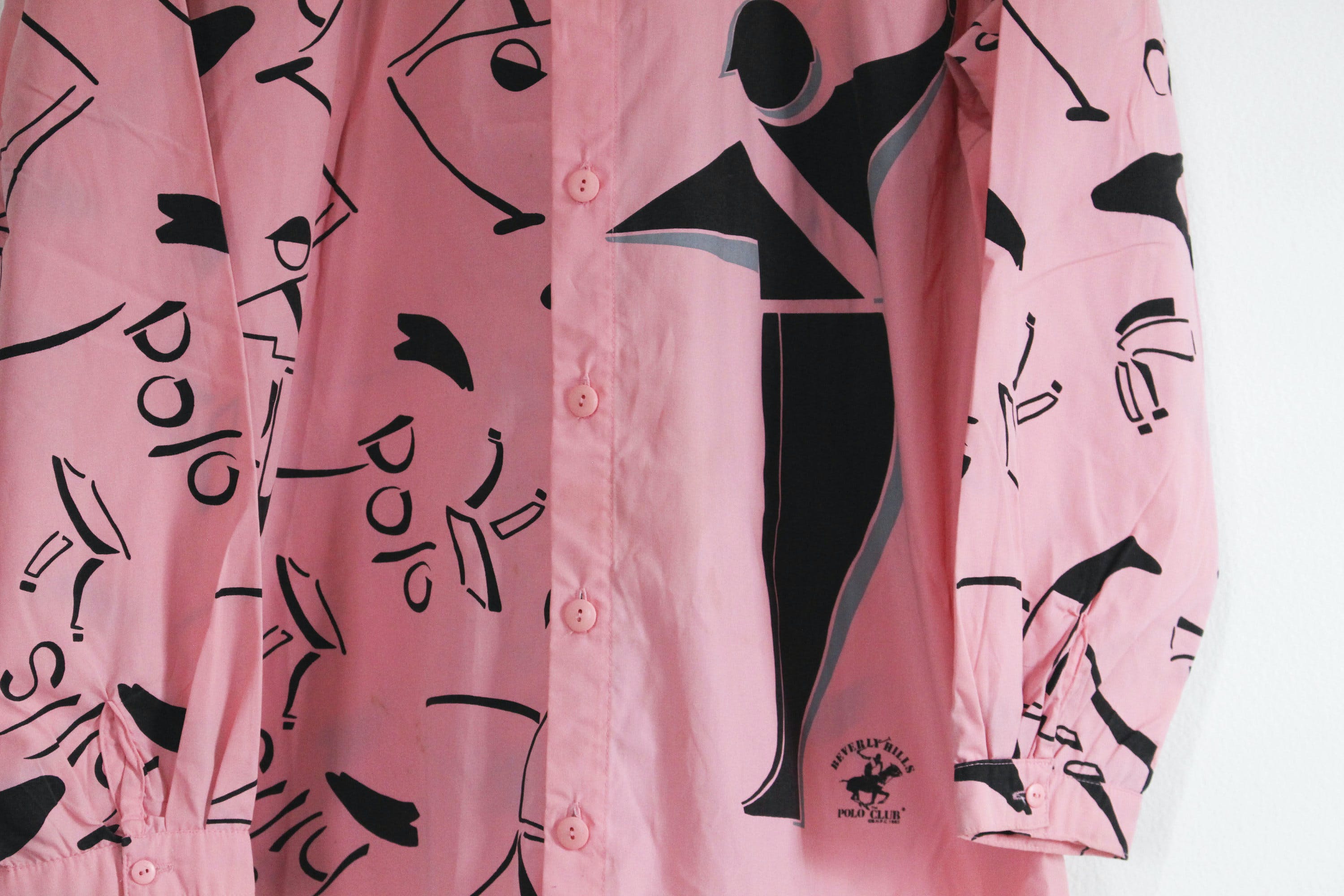 Vintage Pink Polo Graphic Print Button Up by Beverly Hills Polo Club ...