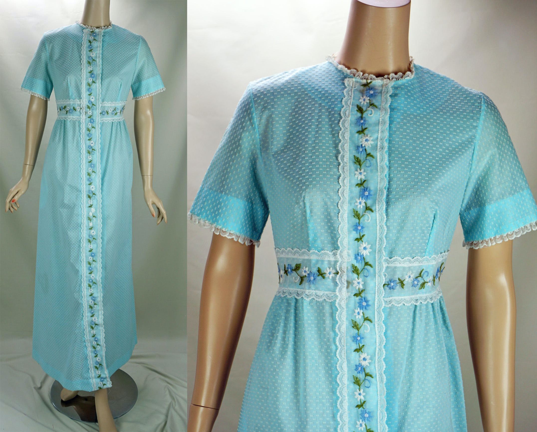 Vintage 50’s Blue And White Swiss House Robe by Smart Time | Shop THRILLING