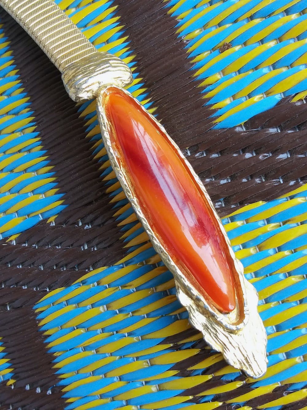 Vintage 70’s Gold Stretchy Serpentine Belt with Amber Buckle | Shop ...