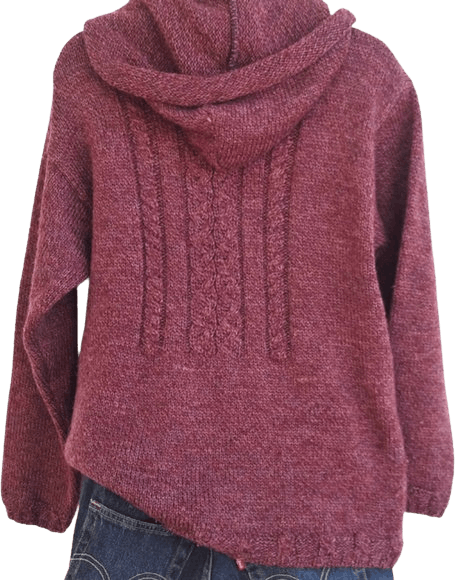 Vintage Red Merino Wool Cable Knit Oversized Sweater with Hood by Aran ...