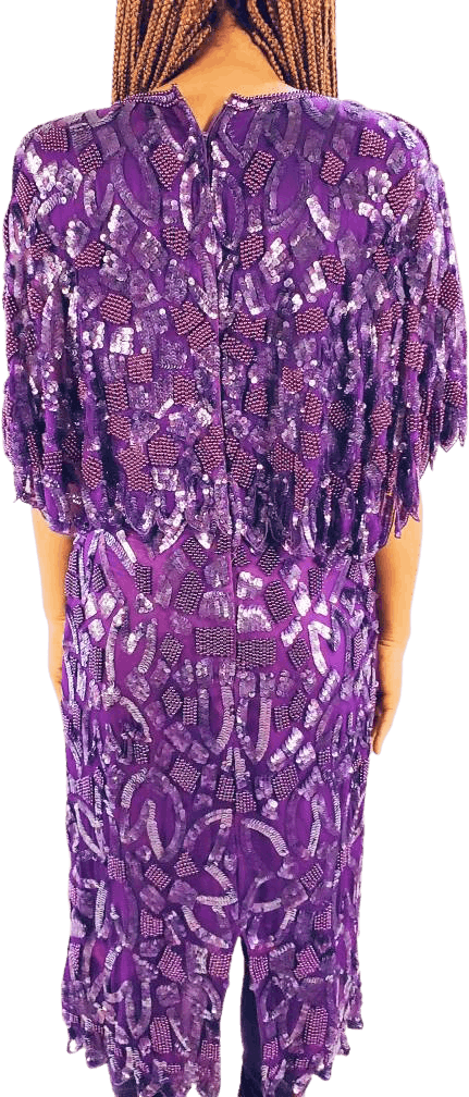 Vintage 80’s Purple Beaded Midi Dress by Maple | Shop THRILLING