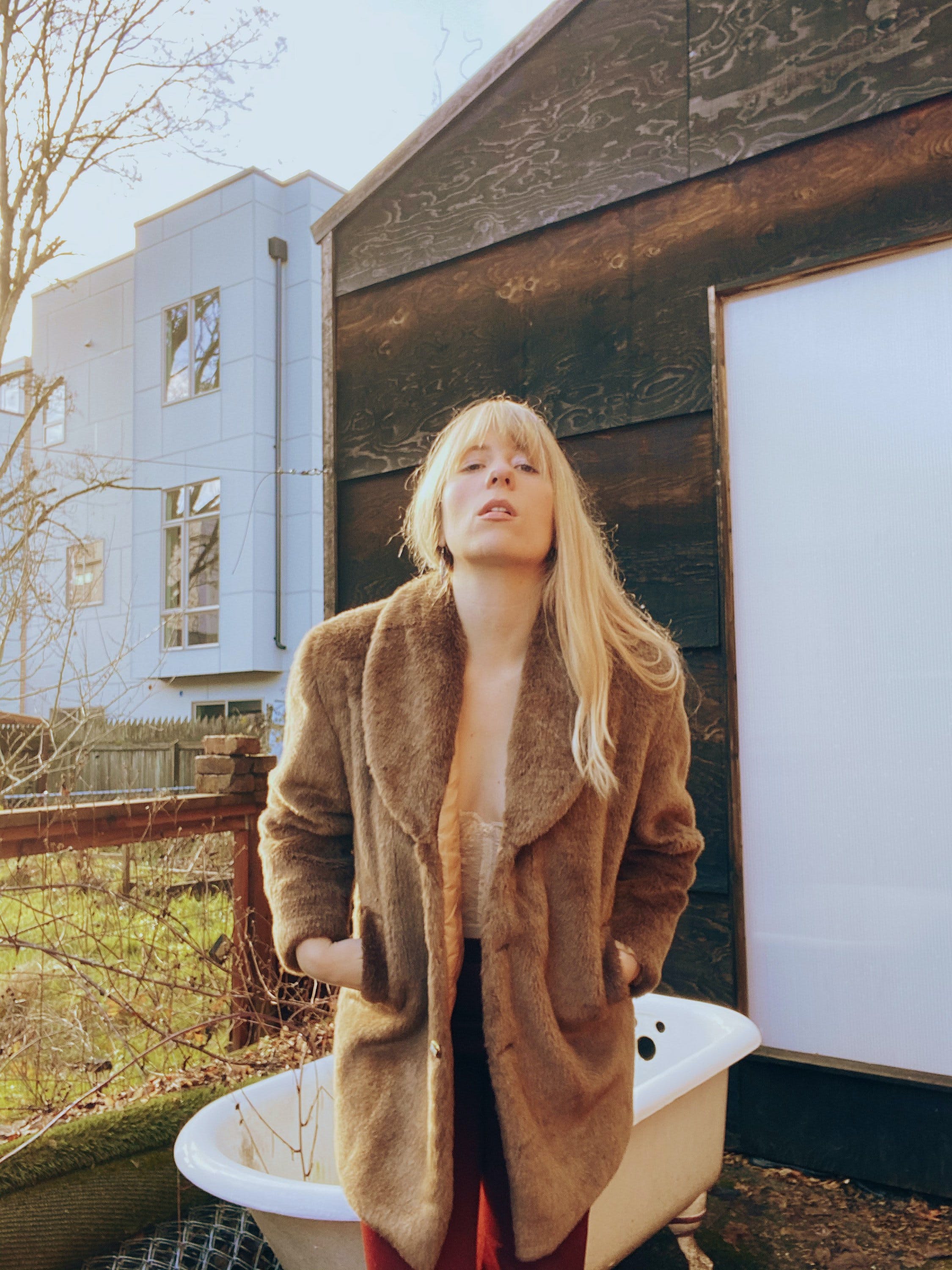 Vintage 80’s Neutral Brown Faux Fur Coat | Shop THRILLING