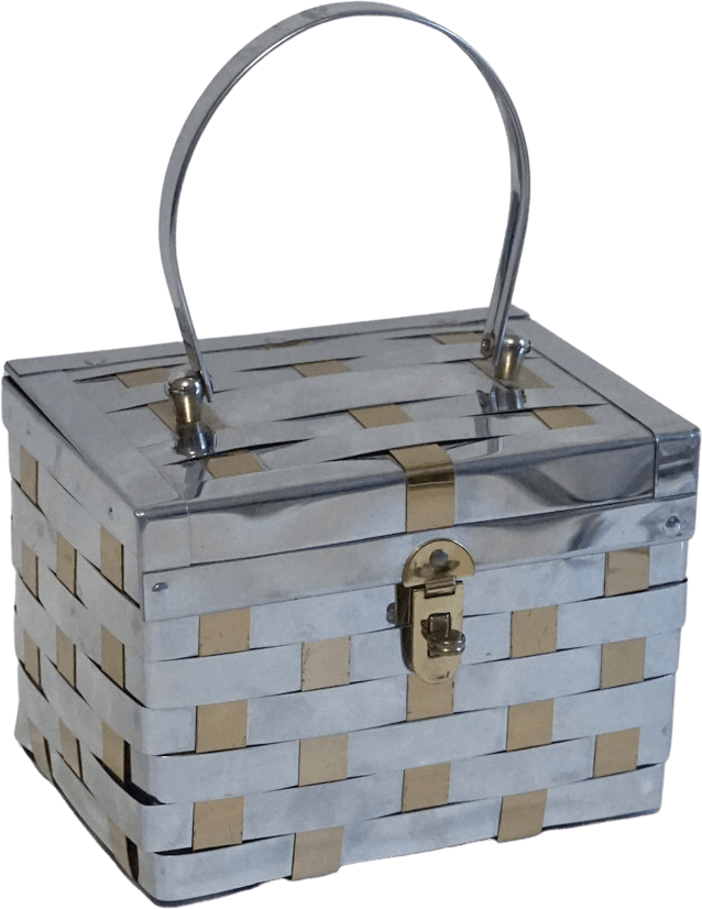 Vintage 50’s Silver And Gold Woven Metal Box Purse, Metal Weave Handbag ...