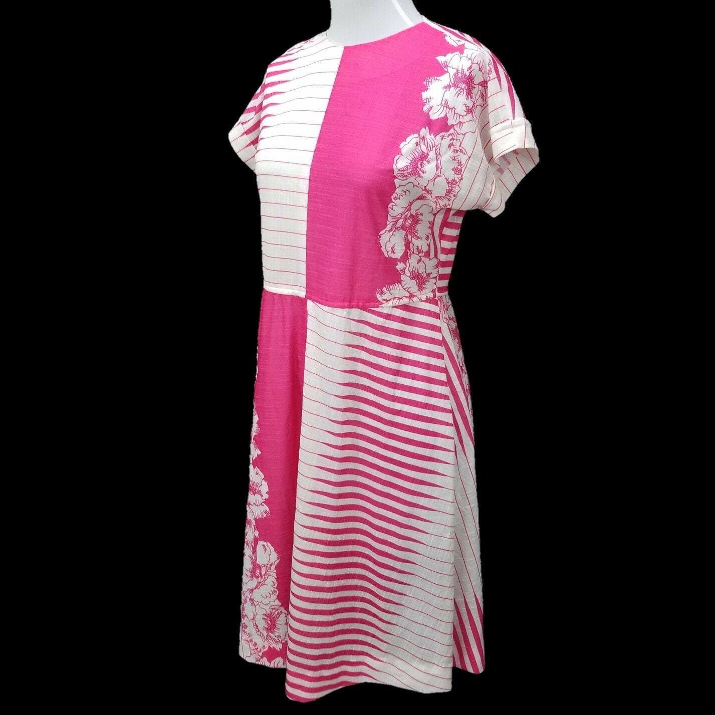Vintage 50's Sheer Lightweight White and Pink Colorblock Dress by D ...