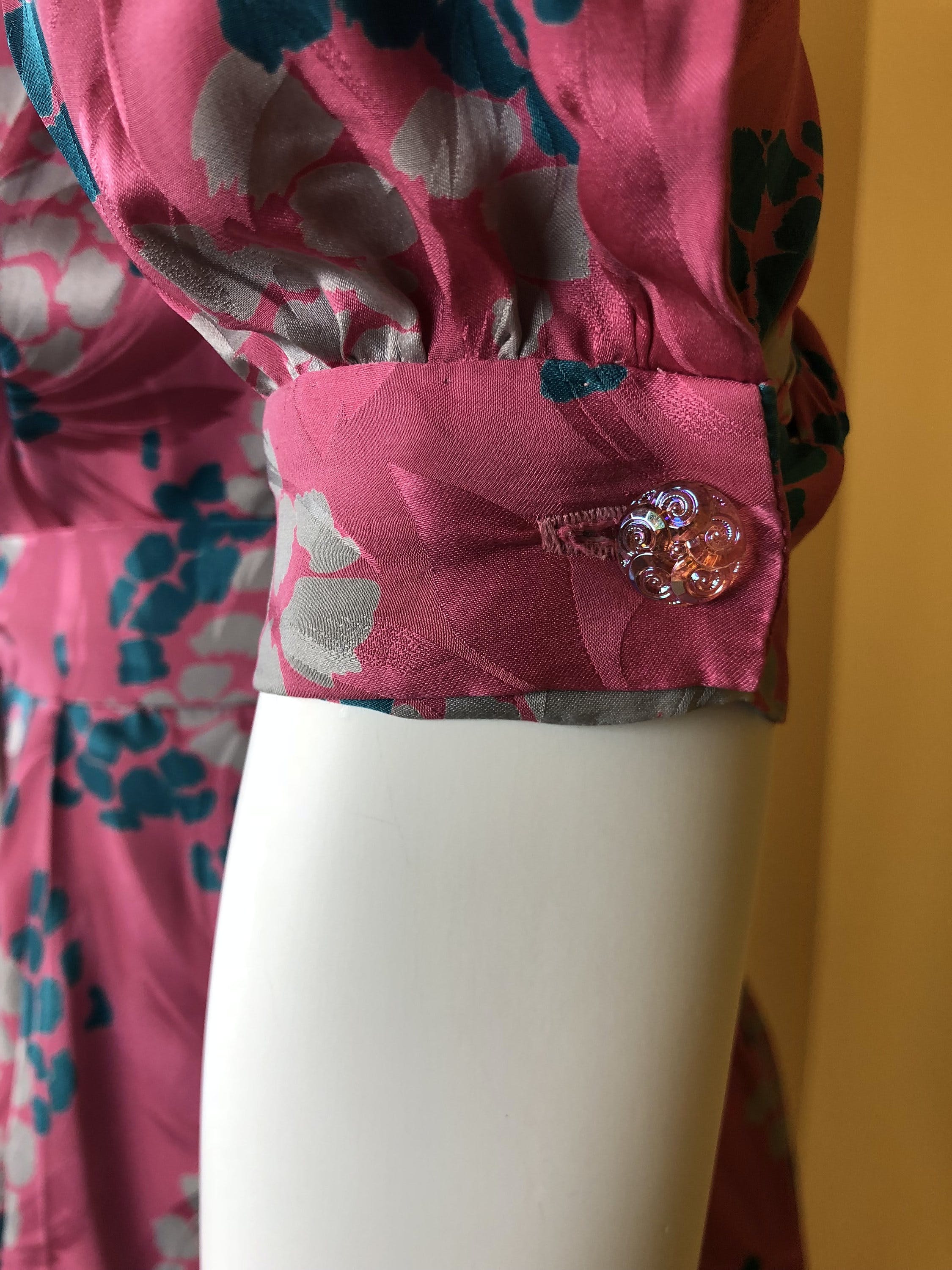 Vintage 80’s Hot Pink Floral Printed Dress | Shop THRILLING