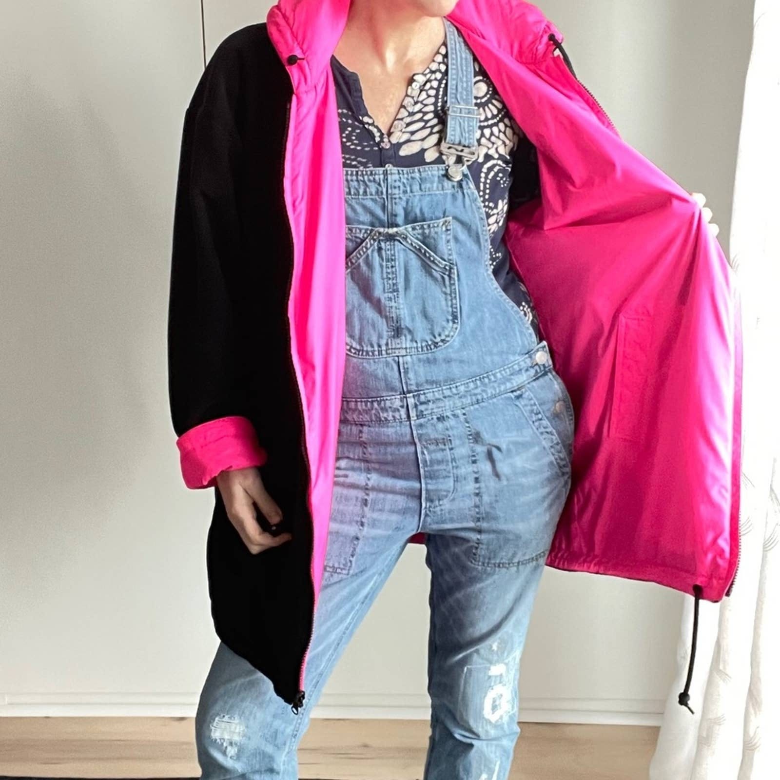 Vintage 90’s Pink and Black Reversible Fleece Blend Utility Jacket by ...