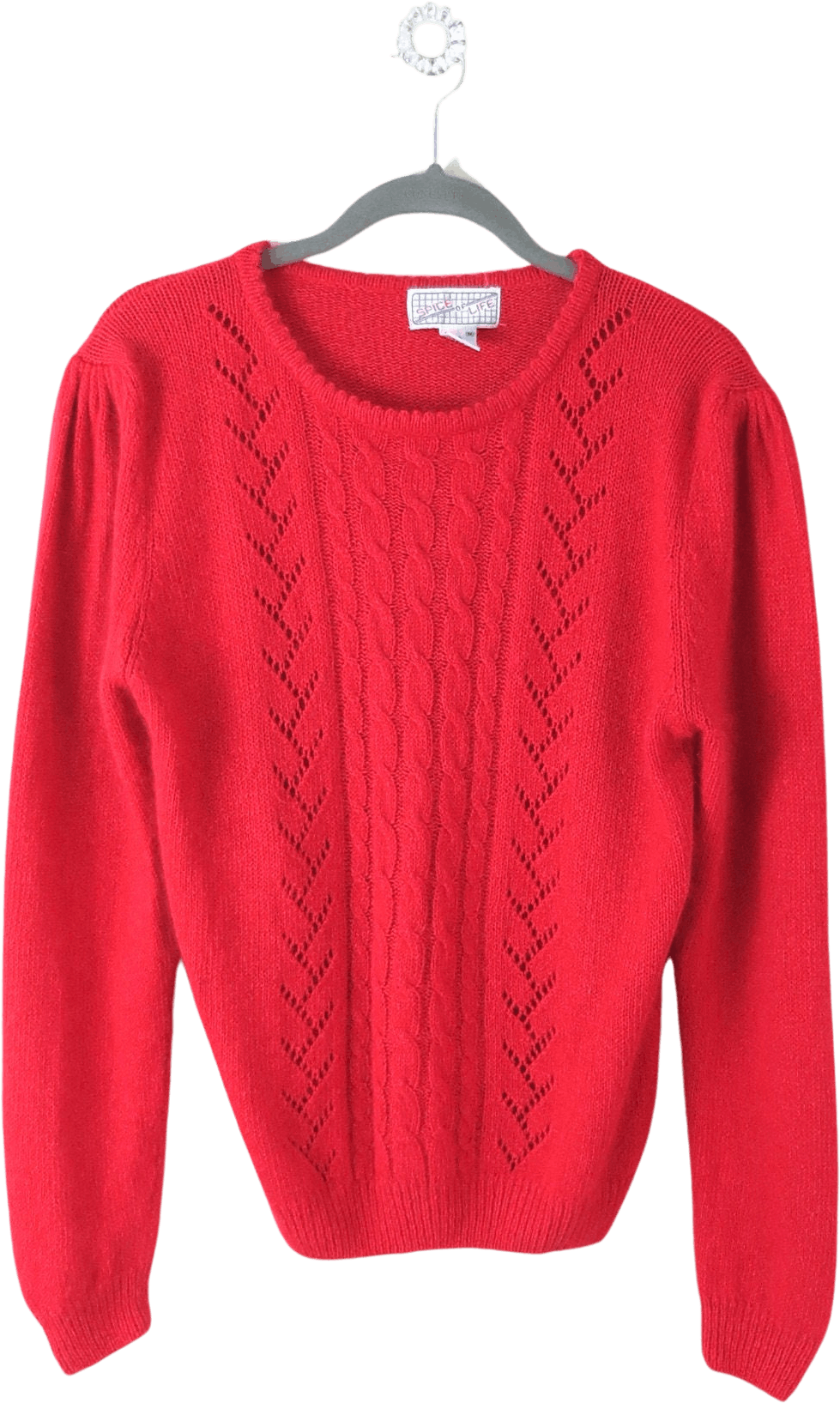 Vintage 80's Red Angora Cable Knit Sweater by Spice of Life | Shop ...