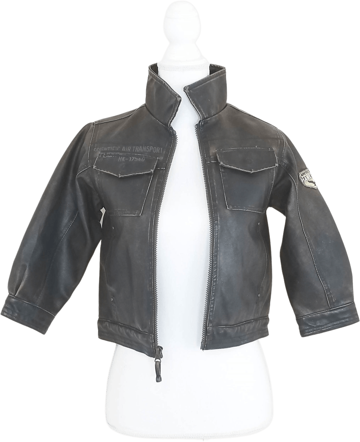 Vintage 50’s Black Vegan Leather High Collar Zip Up Jacket by Hawke ...