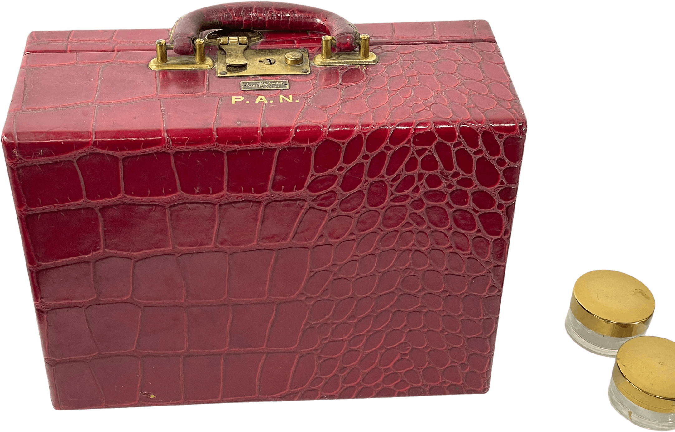 Vintage 40's/50's Red Leather Embossed Cosmetic Case by Shortrip | Shop ...