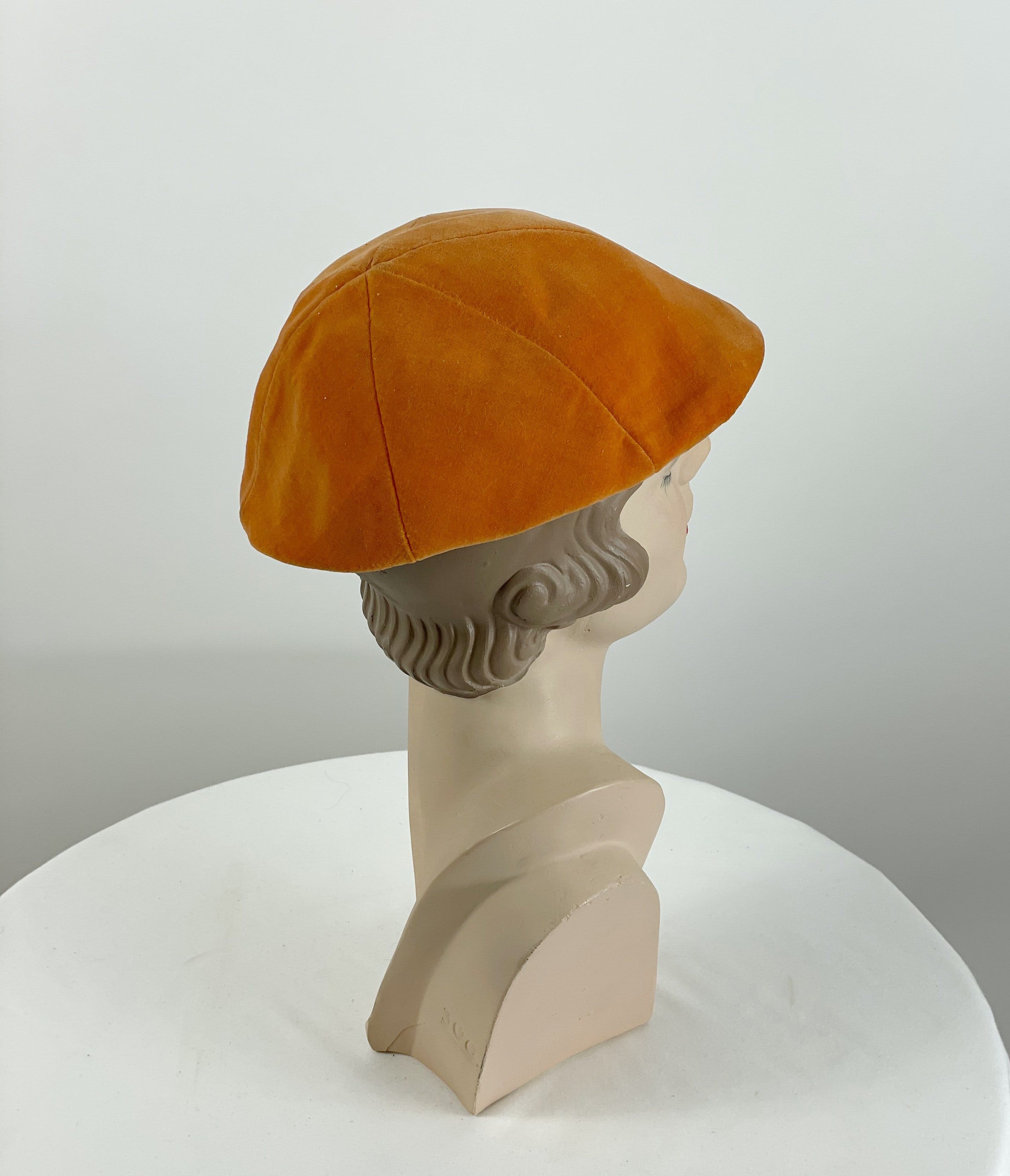 Vintage 60's Pumpkin Velvet Newsboy Cap by Suzy | Shop THRILLING
