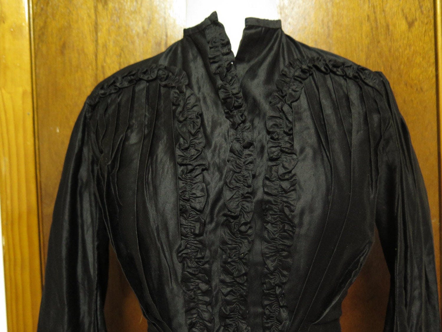 Vintage Victorian Black Silk Ruffle Jacket with Waist Boning | Shop ...