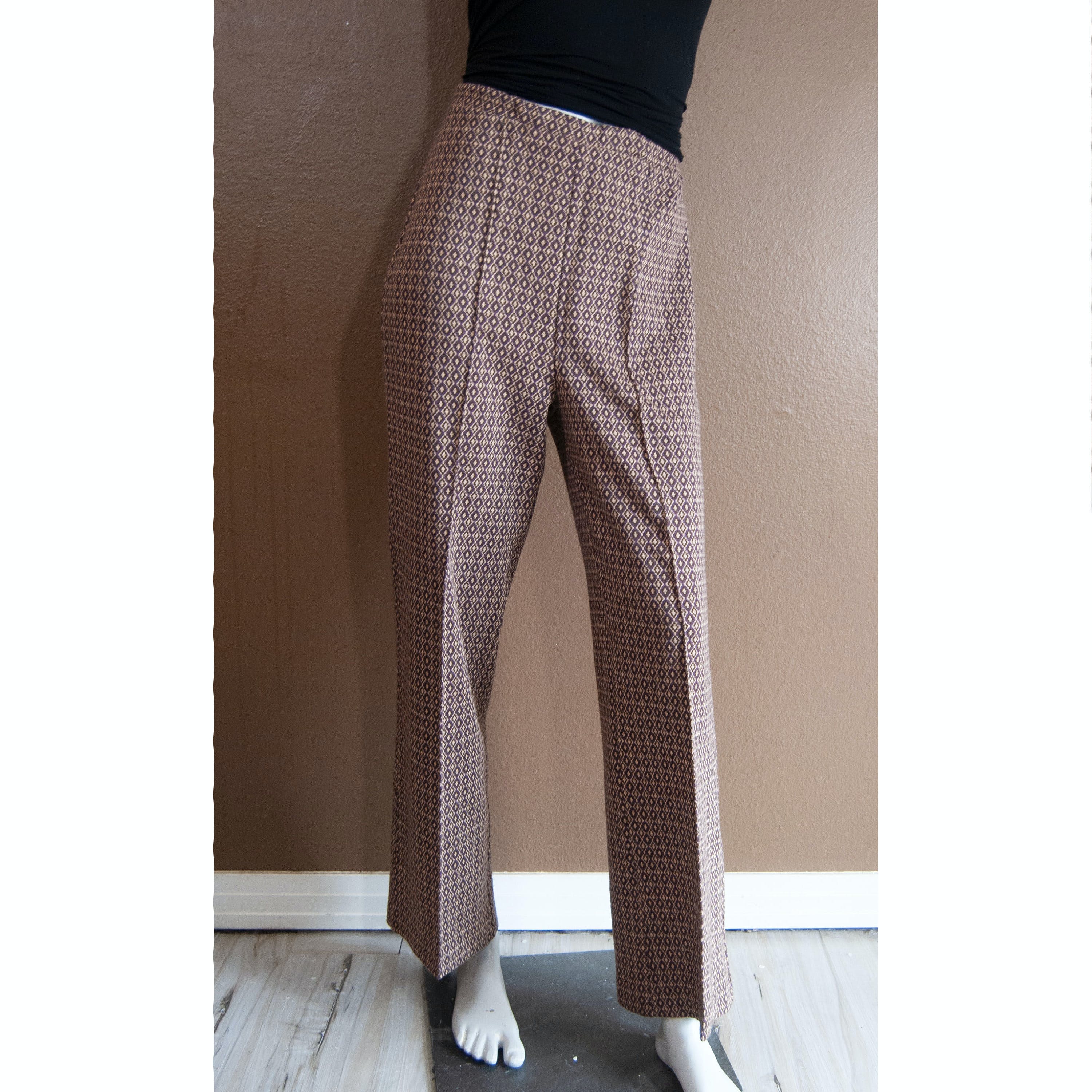Vintage 70's Brown Diamond Print Pants | Shop THRILLING