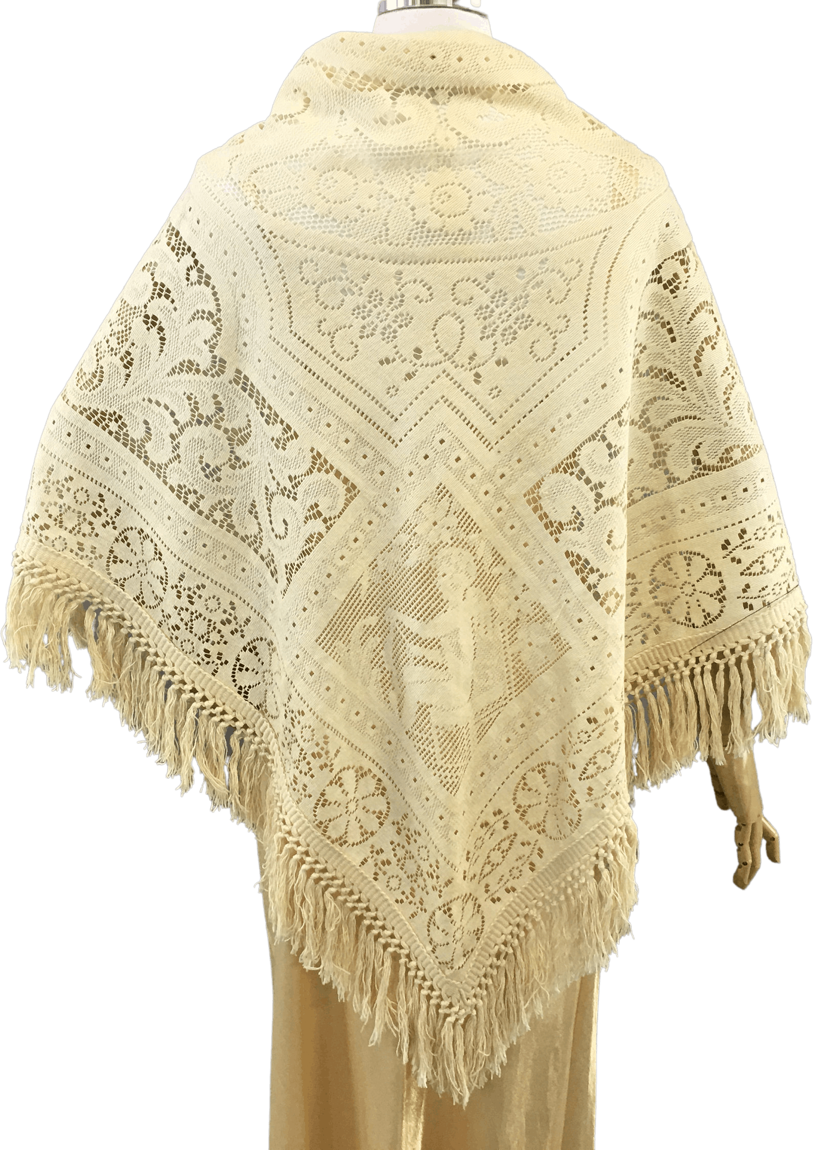Vintage 70's Cottagecore Ivory Shawl by California Things | Shop THRILLING