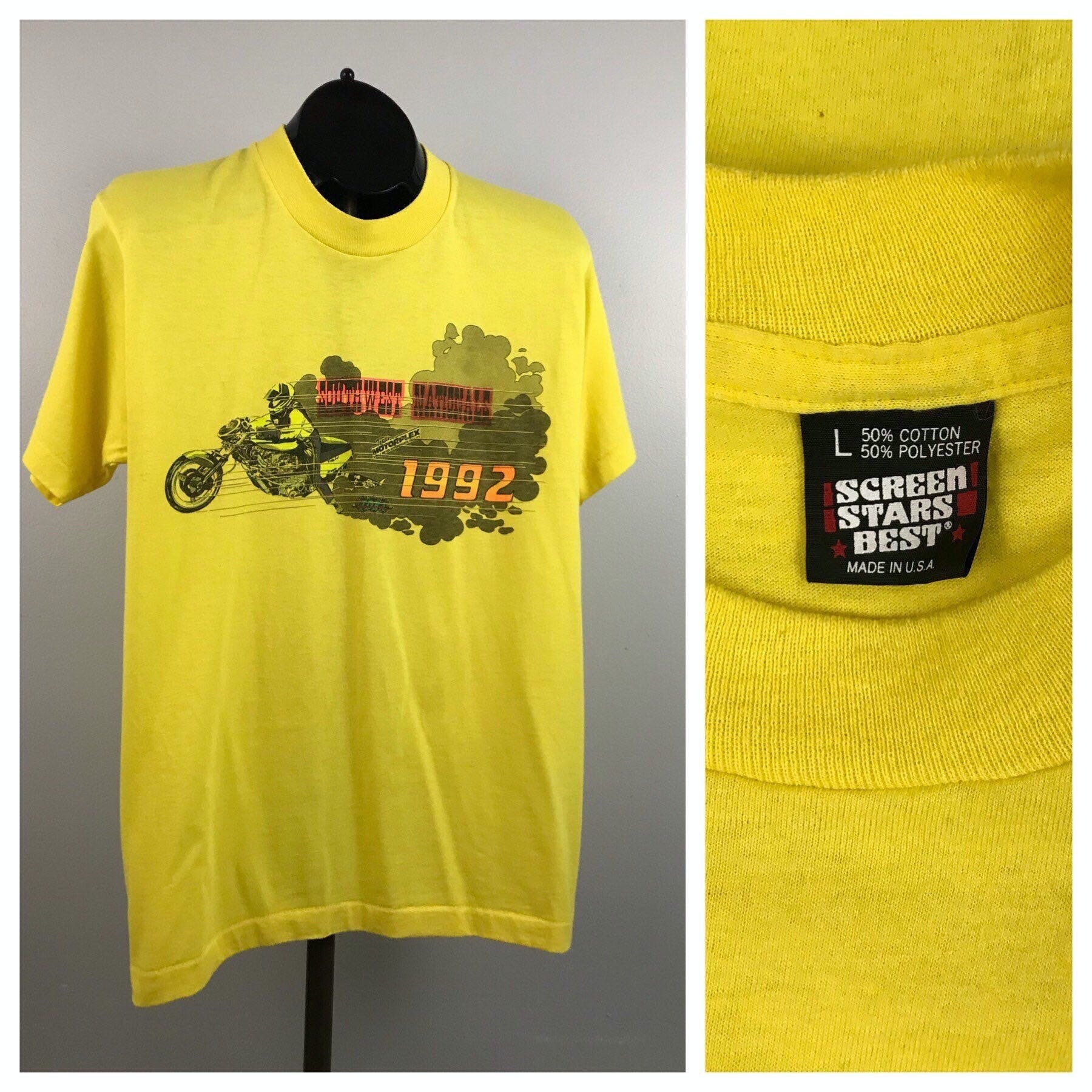 Vintage 90’s Yellow Motorcycle T-Shirt by Screen Stars Best | Shop ...