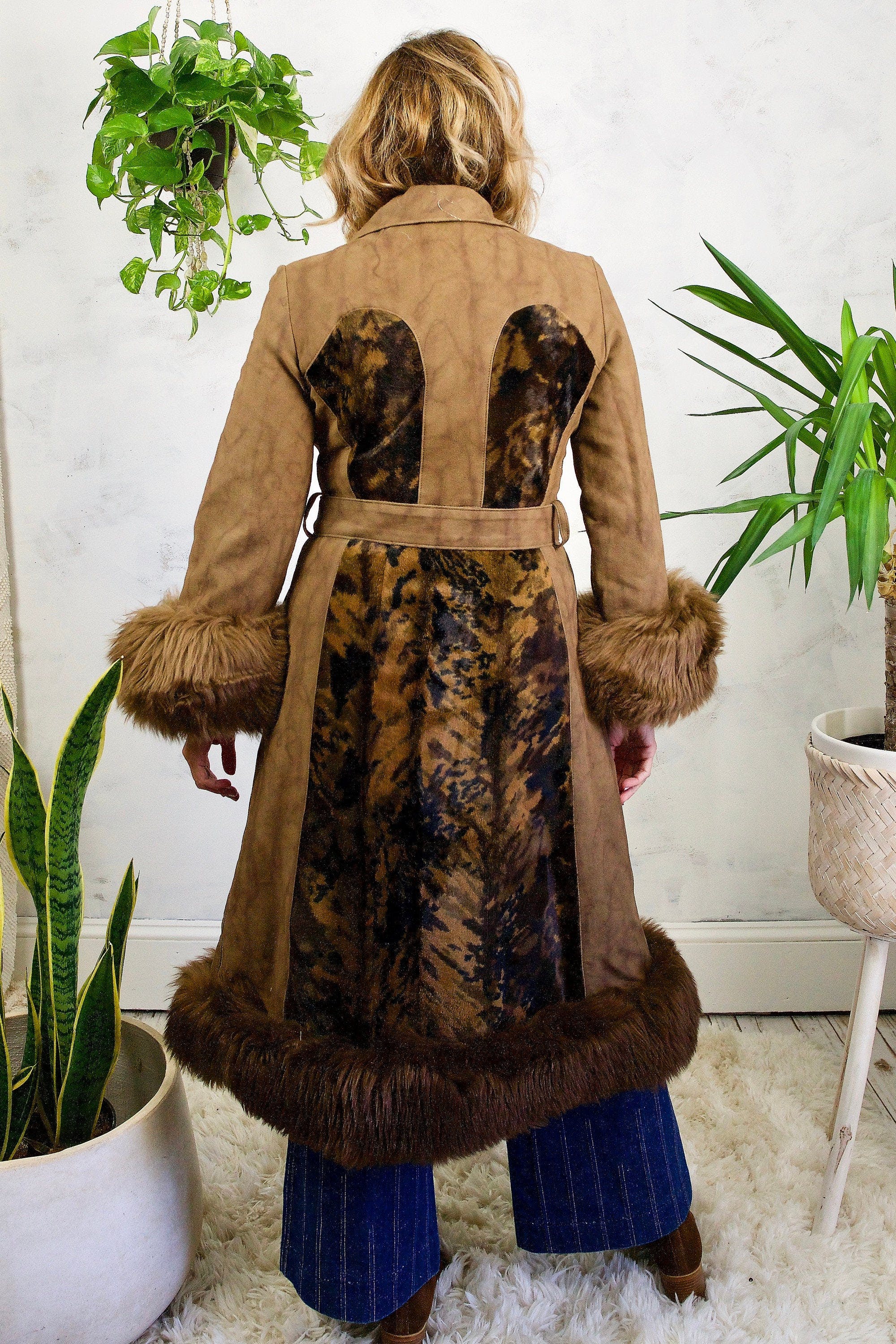 Vintage 60’s Brown Suede Faux Fur Panel Coat | Shop THRILLING