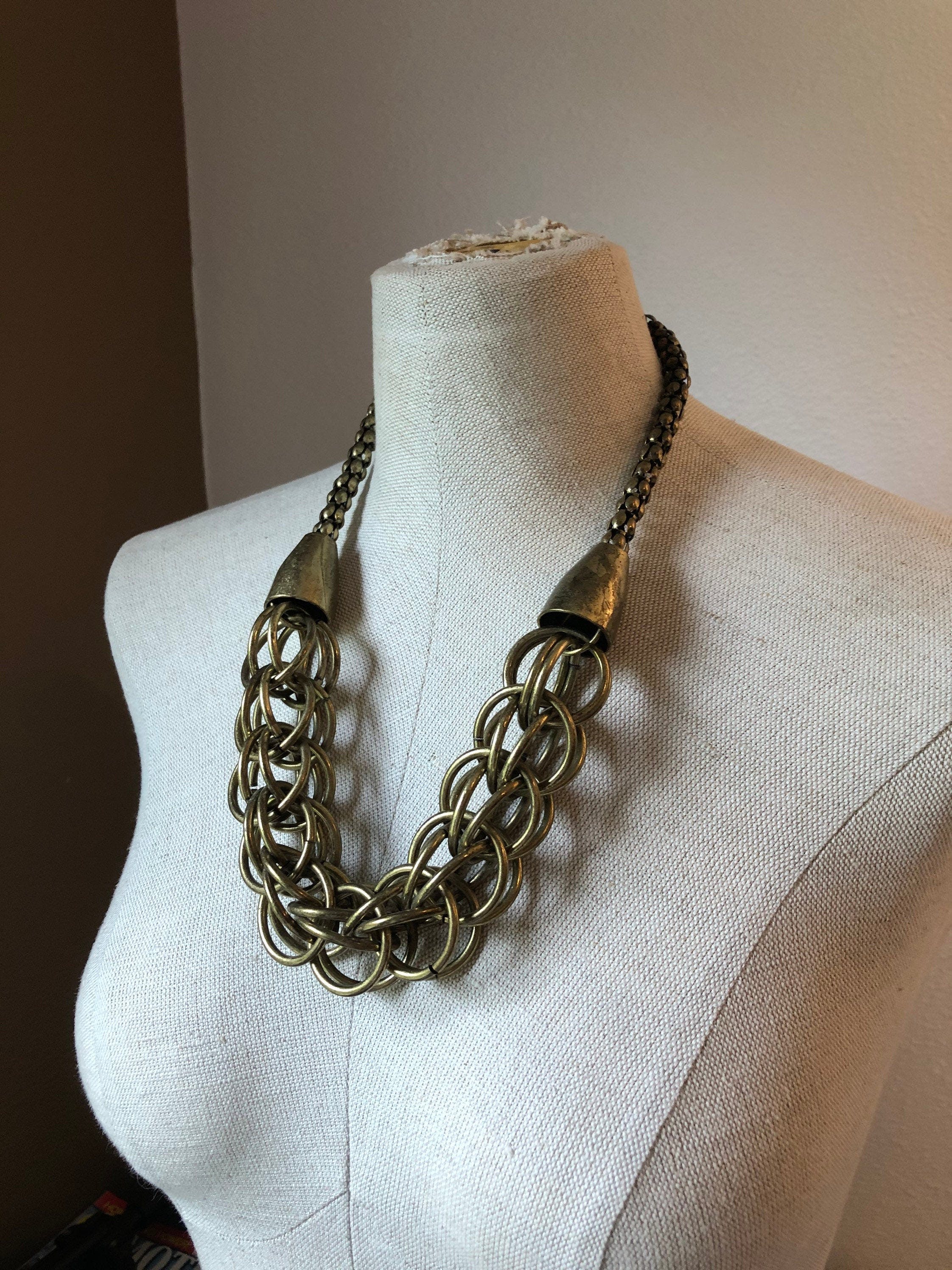 Vintage 80's/90's Bronze Tone Super Chunky Loop Chain Statement ...