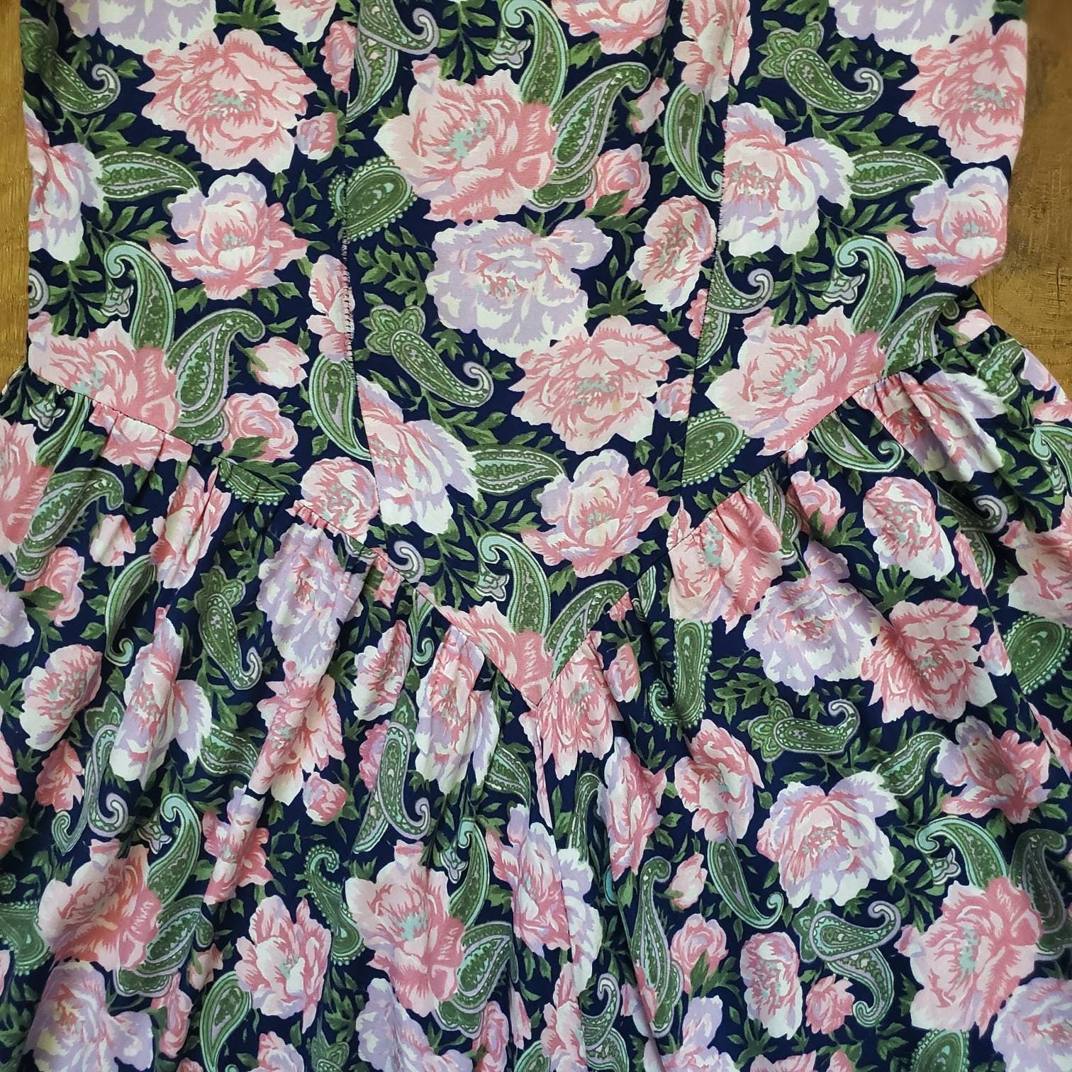 Vintage 80’s Black Floral Printed Fit and Flare Dress by ED Michaels ...