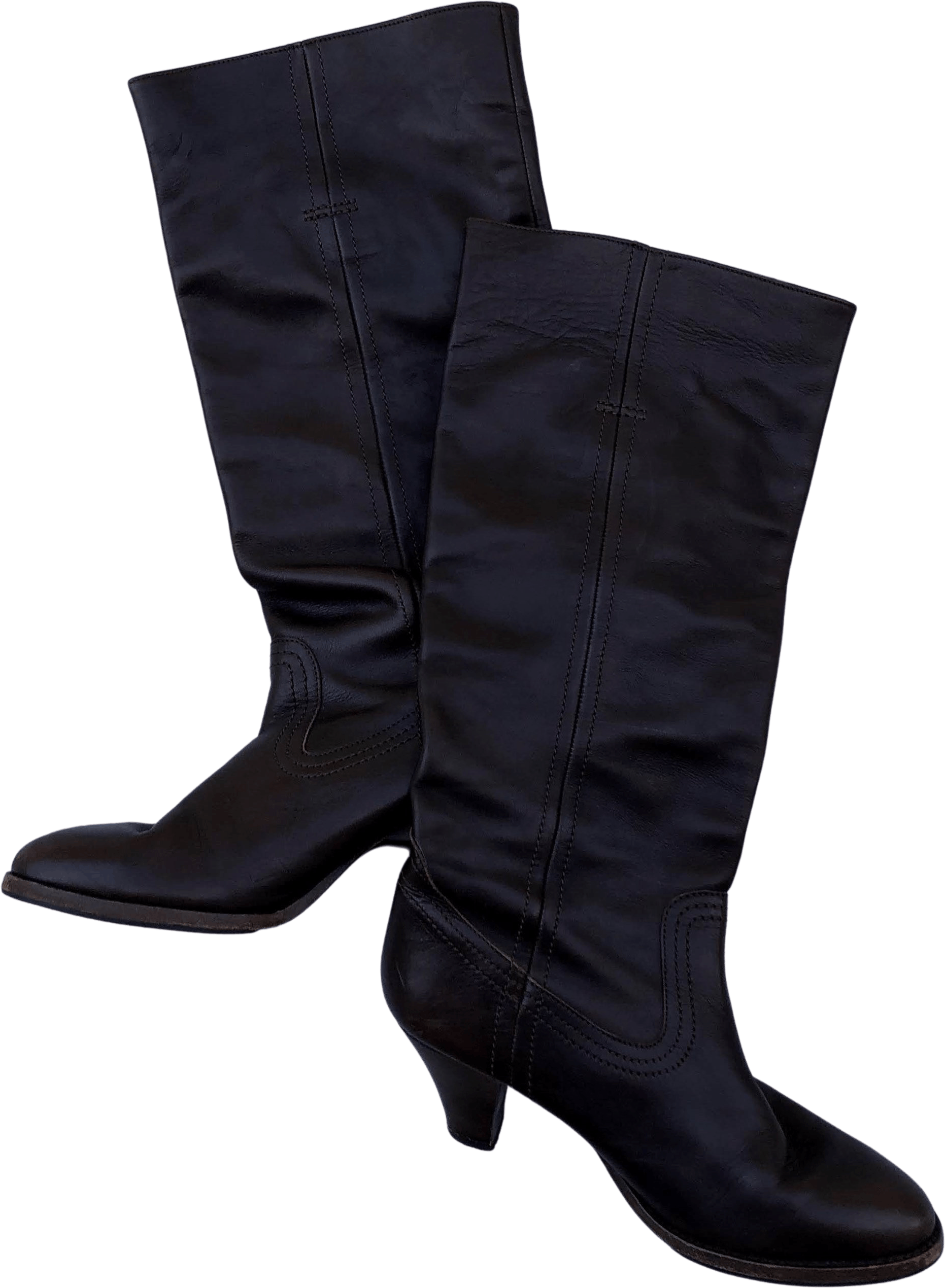 Vintage Brown Leather Knee High Stacked Heel Boots by Frye | Shop THRILLING