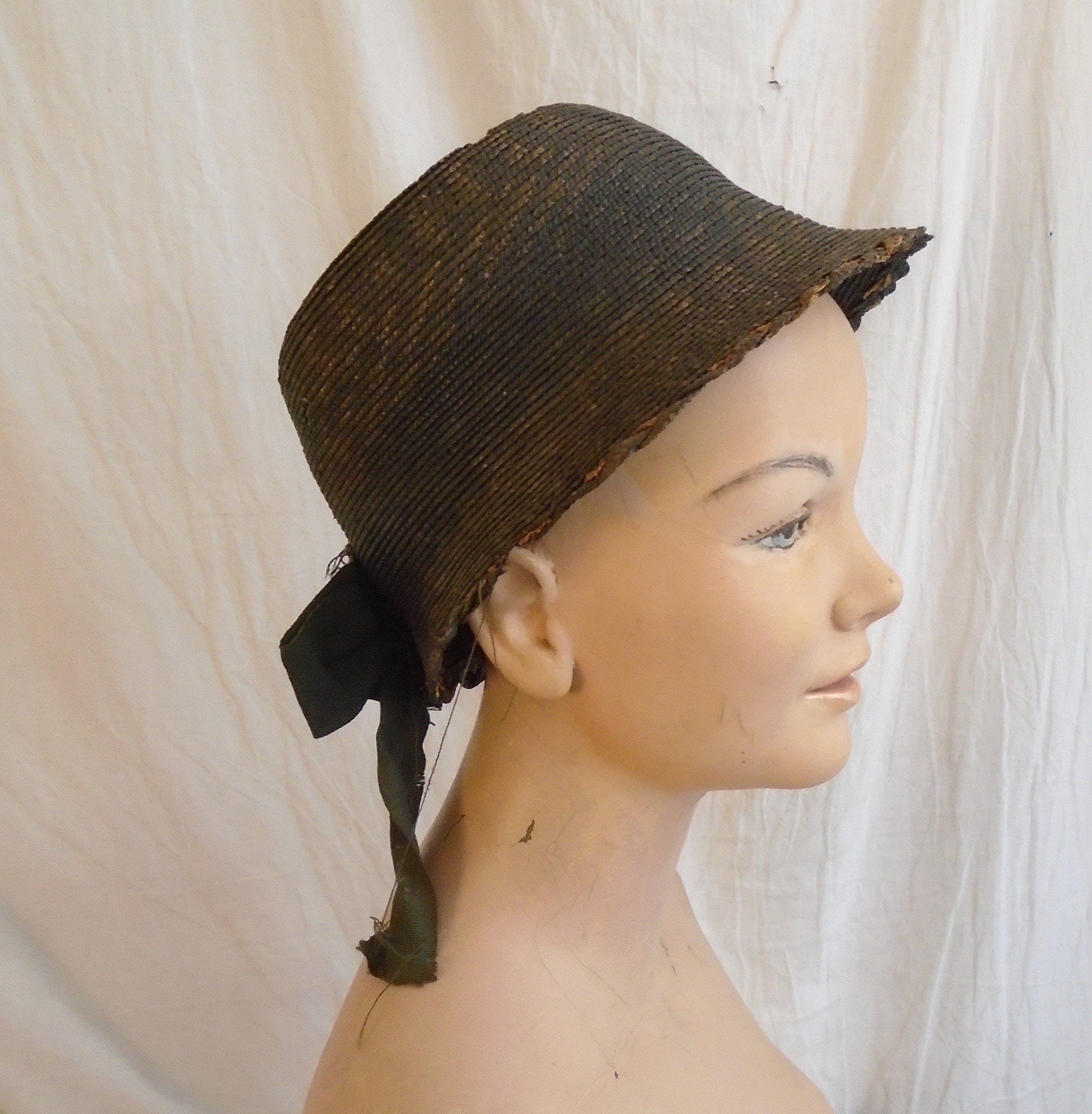 Vintage Victorian Two Tone Brown Silk Straw Bonnet Hat | Shop THRILLING