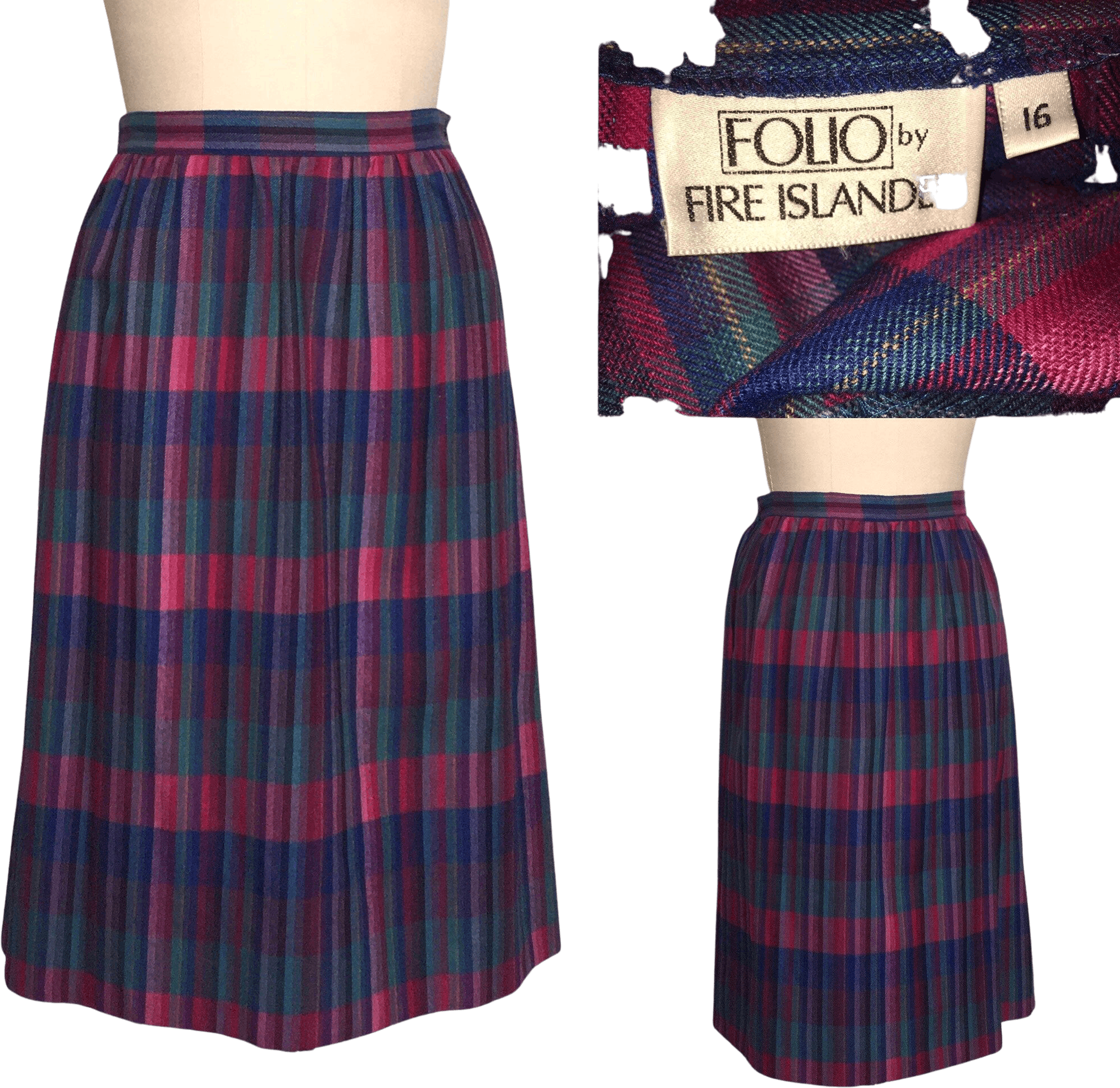 Vintage 80’s Purple plaid Skirt by Folio By Fire Islander | Shop THRILLING