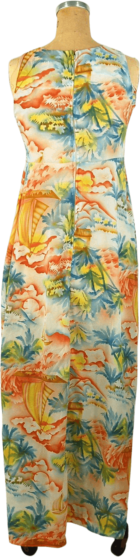 Vintage 70's Keyhole Bodice Tropical Print Maxi Dress by Penneys Hawaii ...