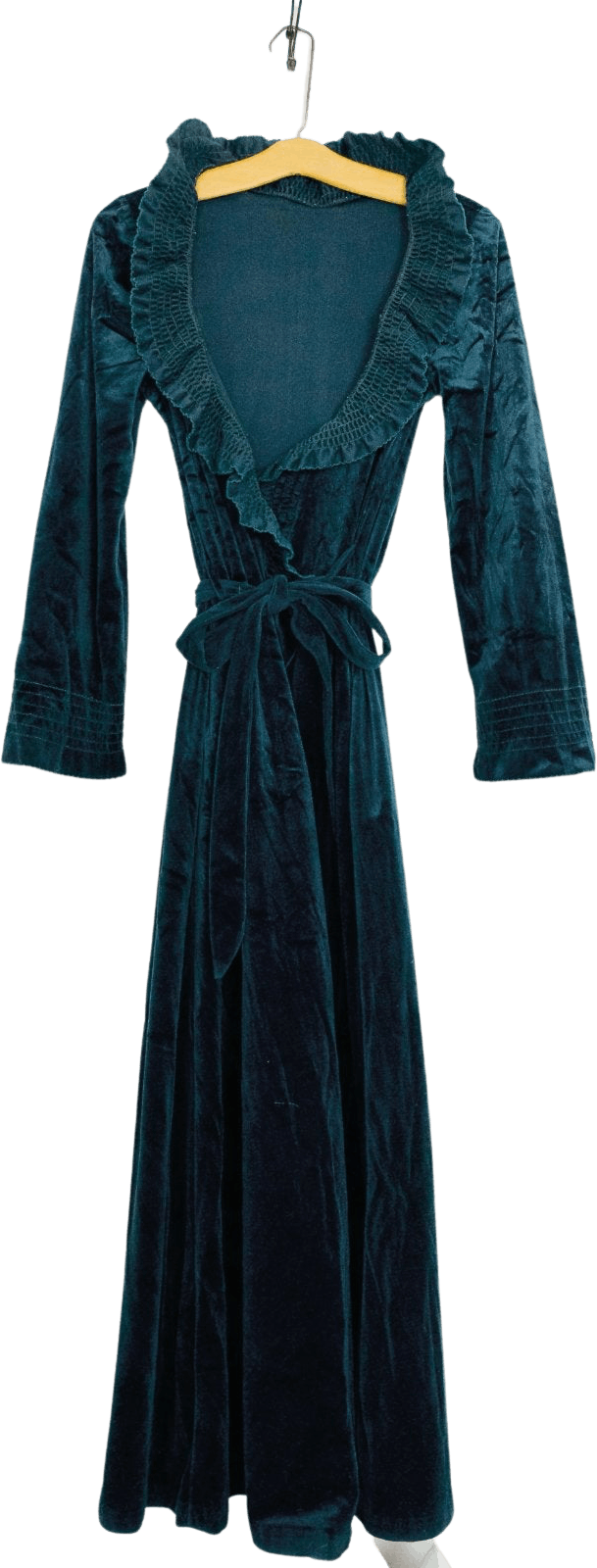 Vintage 70’s Evergreen Velvet Ruffle Robe | Shop THRILLING