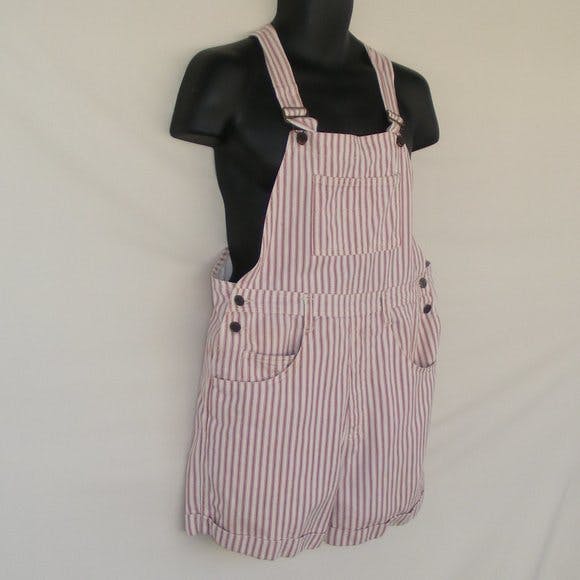 Vintage 80’s Red and Off-White Shorts Overalls by Not Guilty | Shop ...