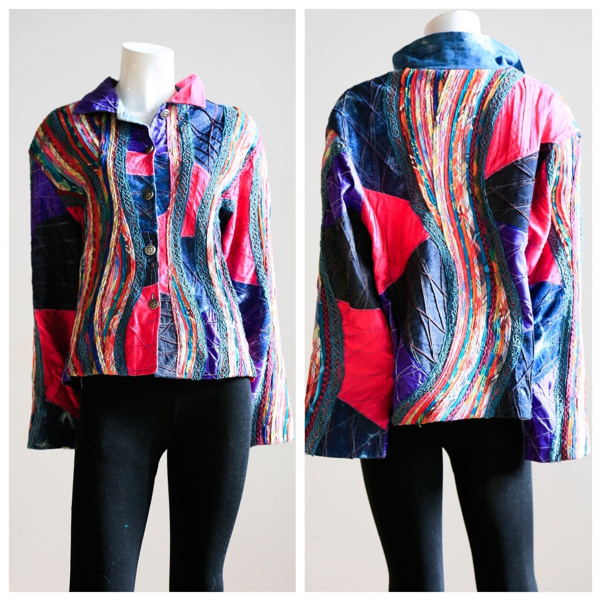 Vintage Abstract Pink and Blue Jacket | Shop THRILLING