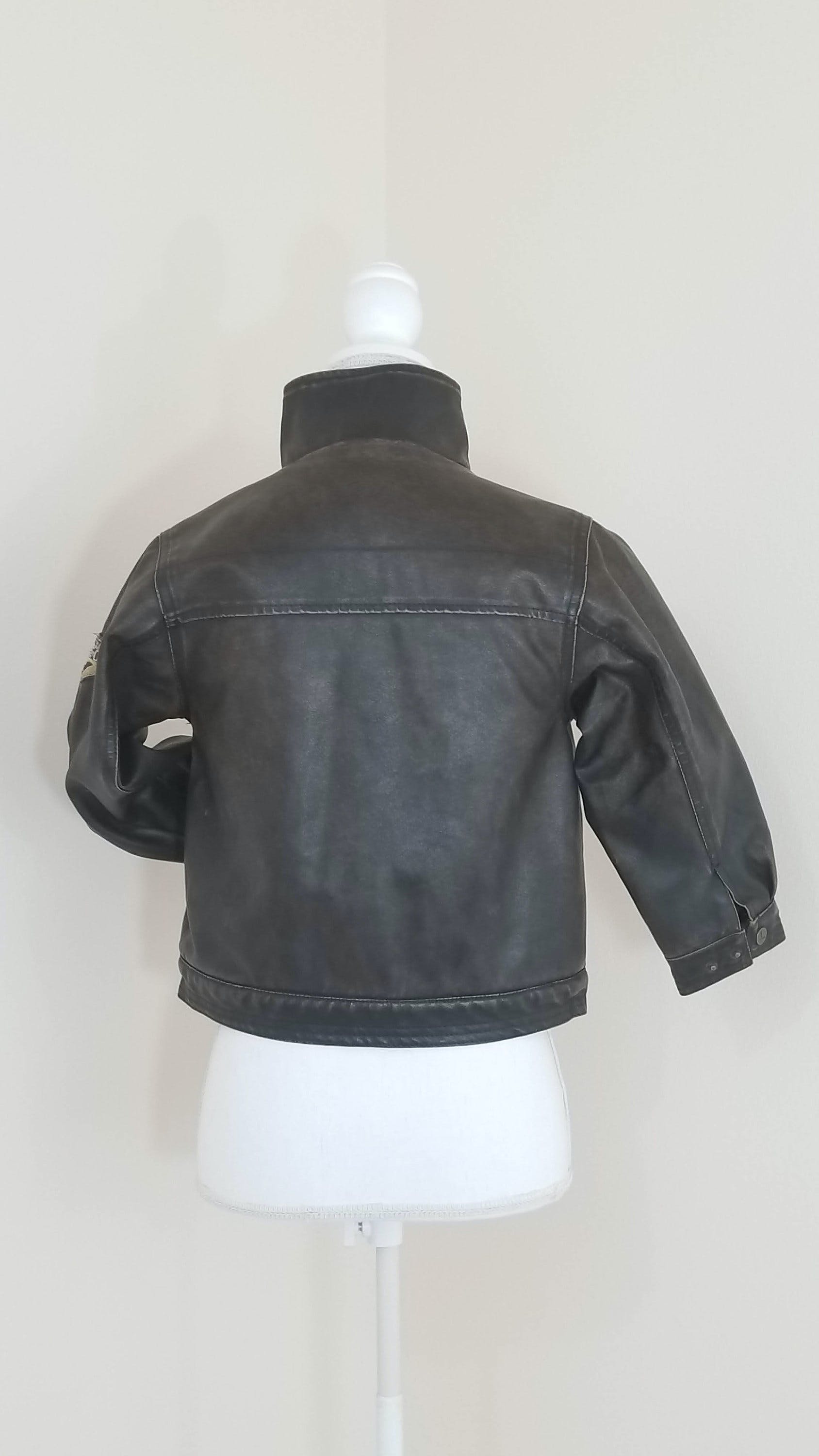 Vintage 50’s Black Vegan Leather High Collar Zip Up Jacket by Hawke ...
