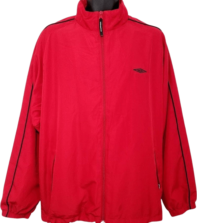 Vintage Men's 90’s Red Windbreaker Jacket by Umbro | Shop THRILLING