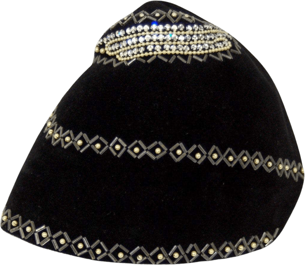 Vintage 50's Black Velour Beaded Rhinestone Conical Hat | Shop THRILLING