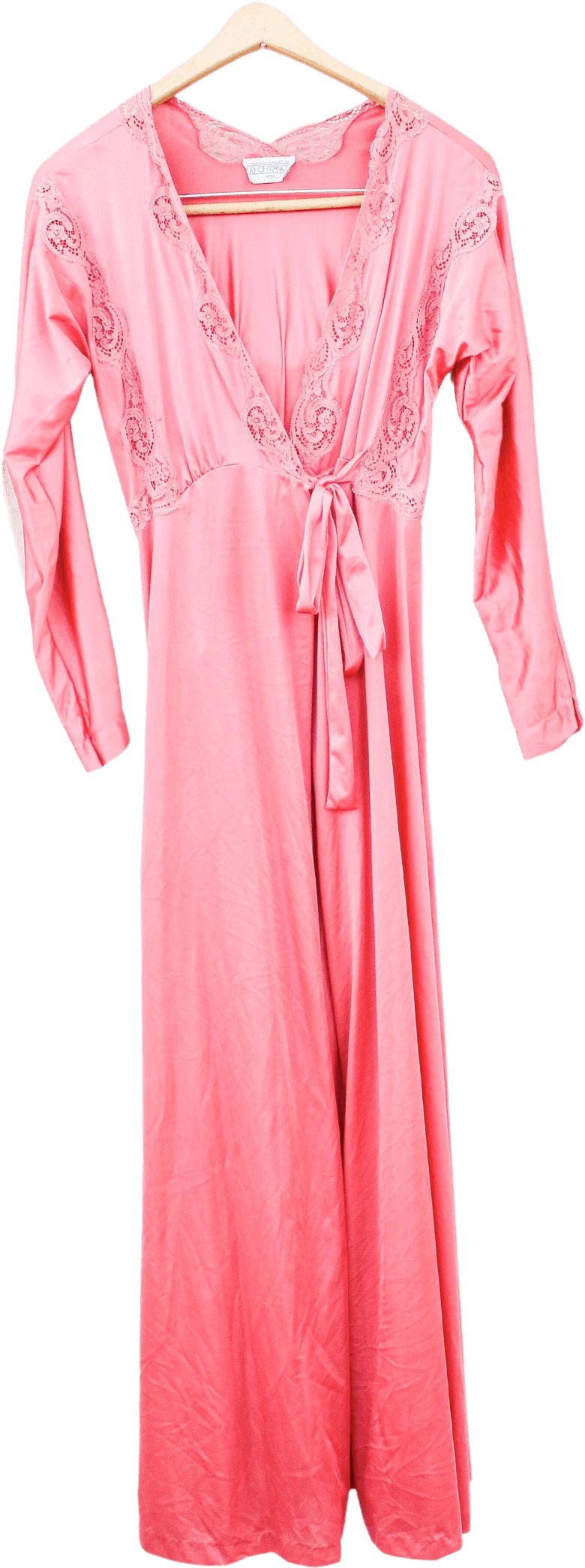 Vintage 90’s Pink Silk and Lace Long Robe by Lily of France | Shop ...
