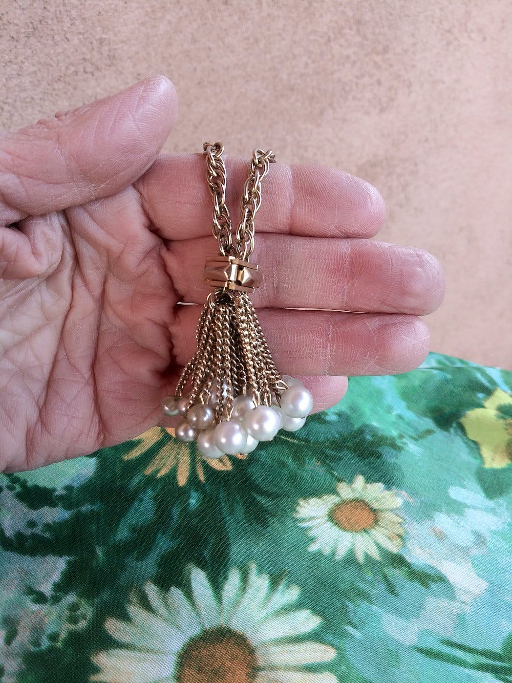 Vintage 70’s Gold Chain with Pearl Fringe Tassel Necklace | Shop THRILLING