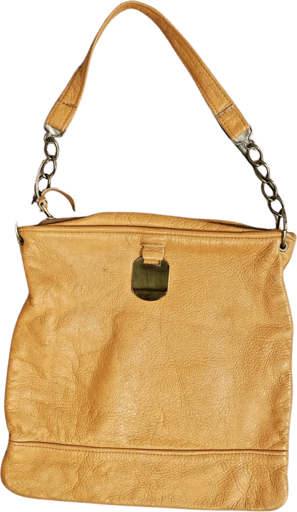 Vintage 70's Creamy Caramel Butter Leather Golden Chain Link Handmade ...