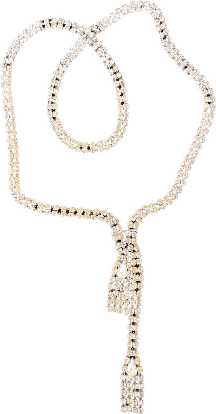 Vintage 60’s Silver Rhinestone Belt Lariat Necklace | Shop THRILLING