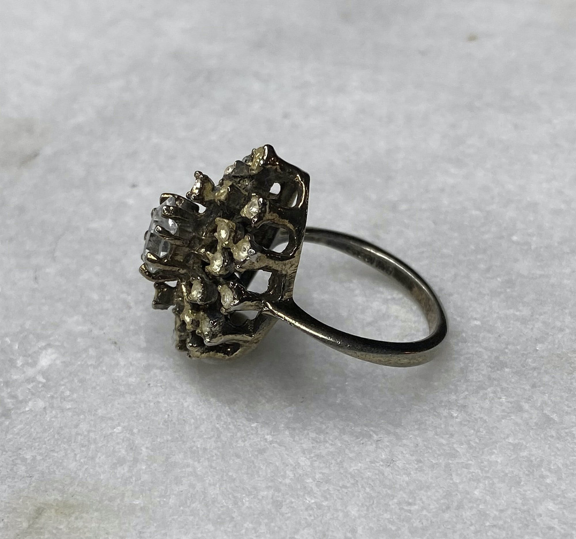Vintage 40's Sterling Silver and Rhinestones Ring | Shop THRILLING