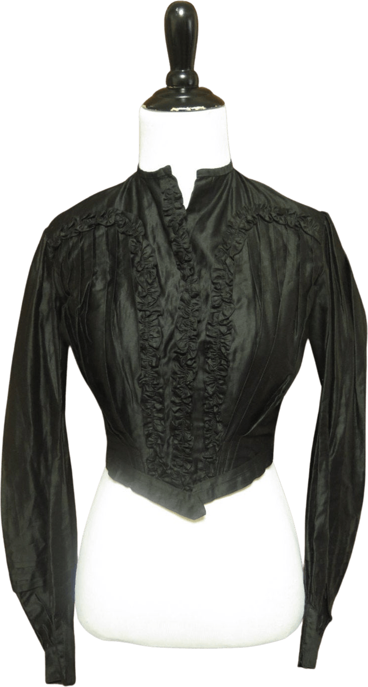 Vintage Victorian Black Silk Ruffle Jacket with Waist Boning | Shop ...