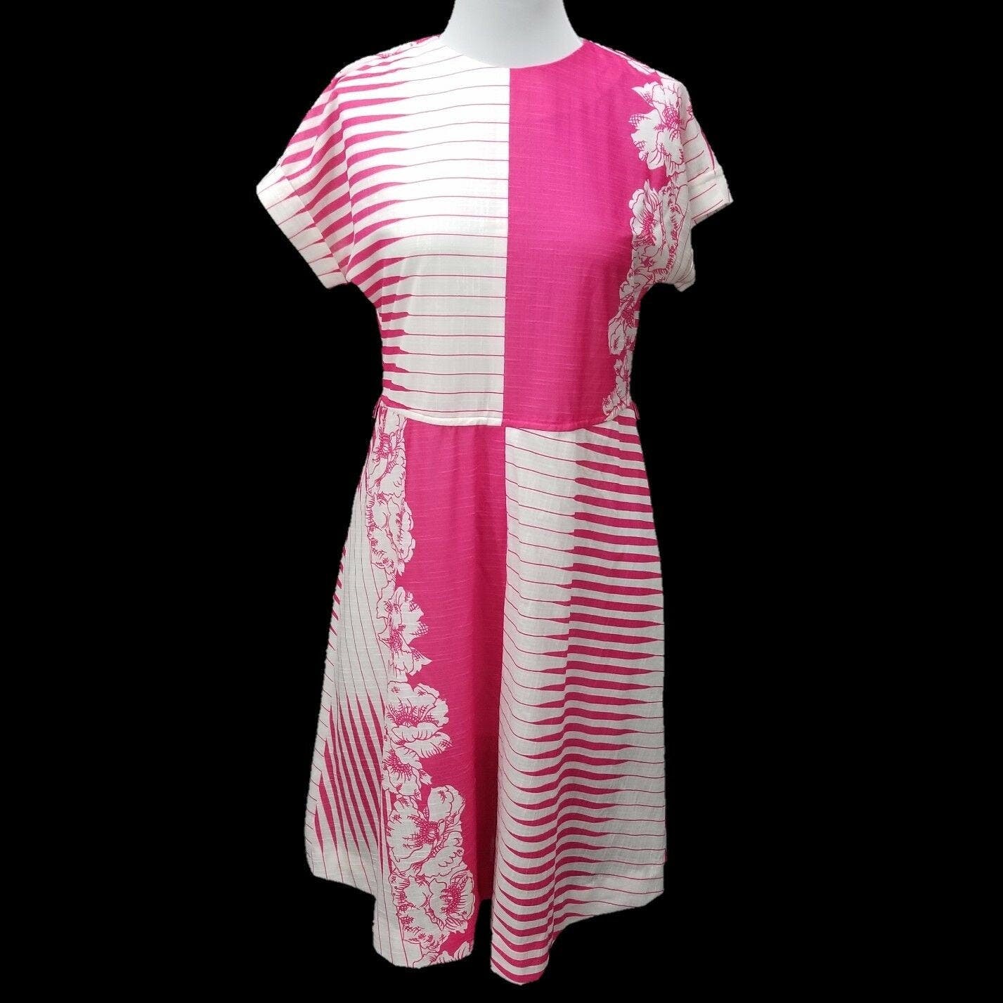 Vintage 50's Sheer Lightweight White and Pink Colorblock Dress by D ...