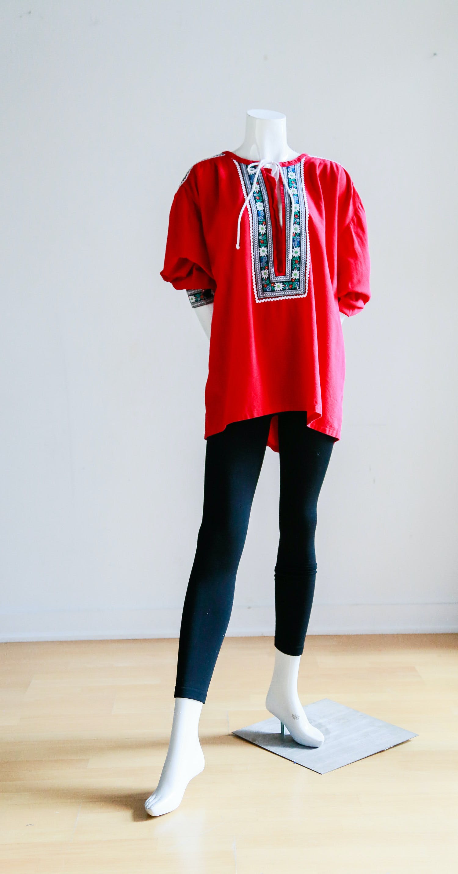 Vintage German Style Long Sleeve Top with Floral Trim | Shop THRILLING