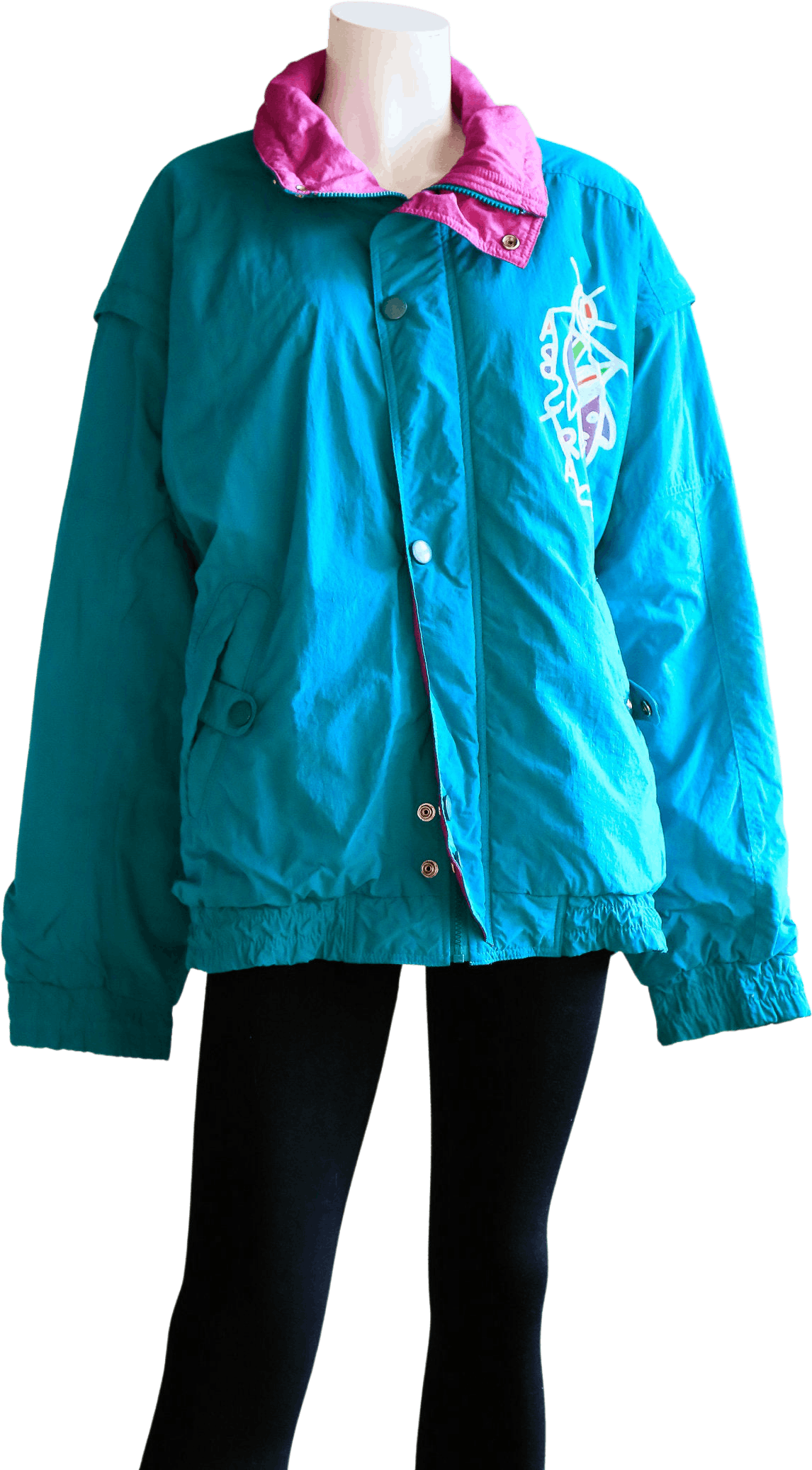Vintage 90's Turquoise Novelty Ski Jacket by Abstract Ski | Shop THRILLING