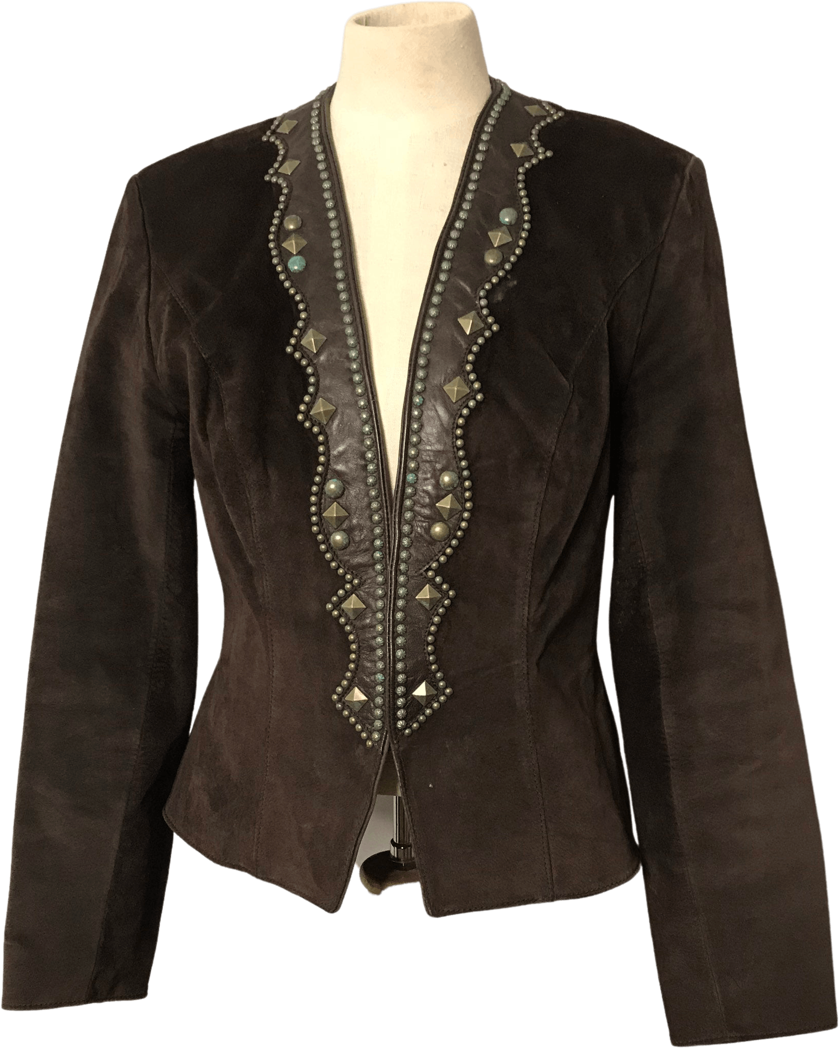 Vintage Chocolate Brown Suede Studded Trim Jacket by DD Ranch | Shop ...
