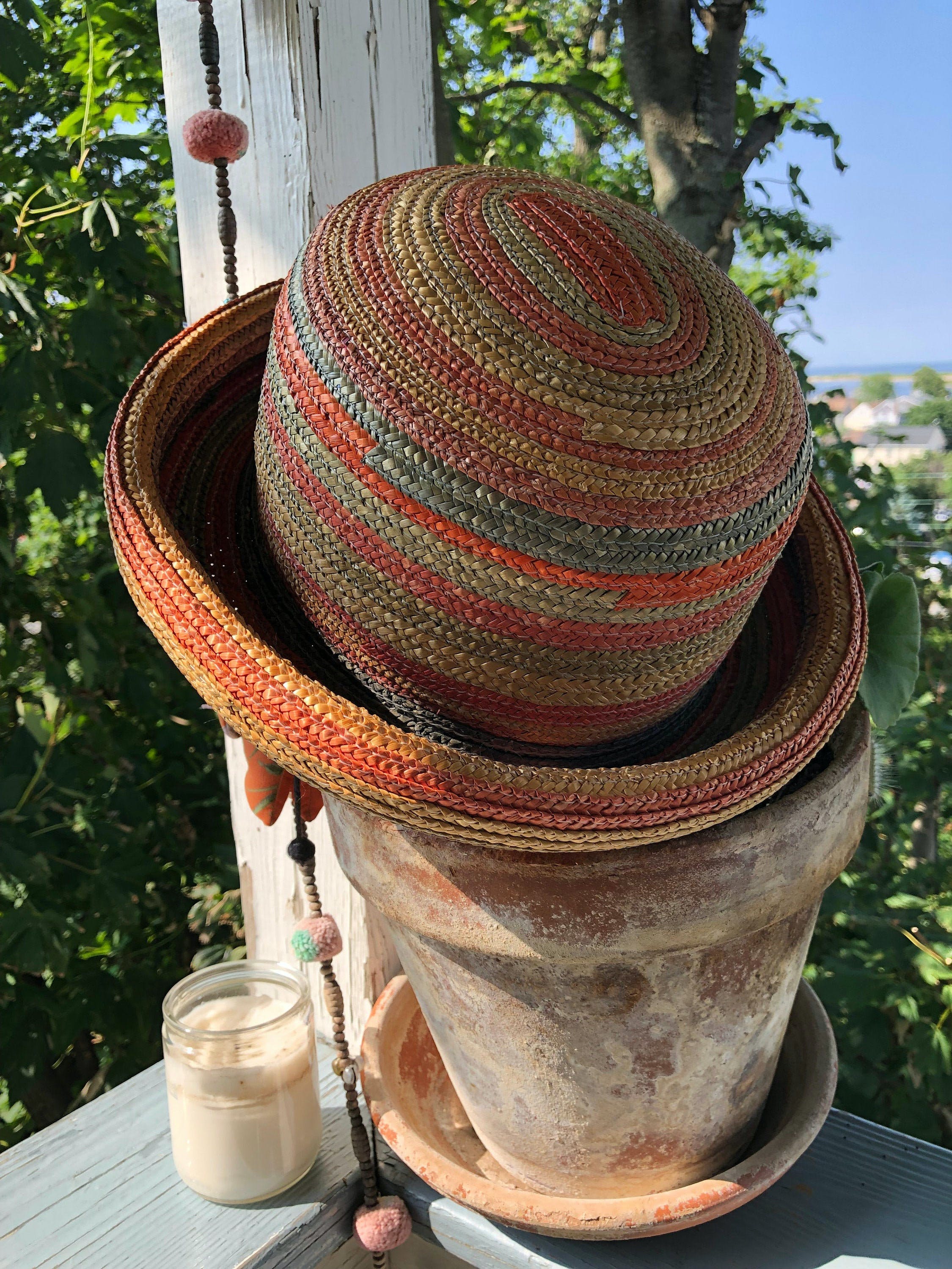 Vintage 80’s Rainbow Straw Bowler Hat | Shop THRILLING