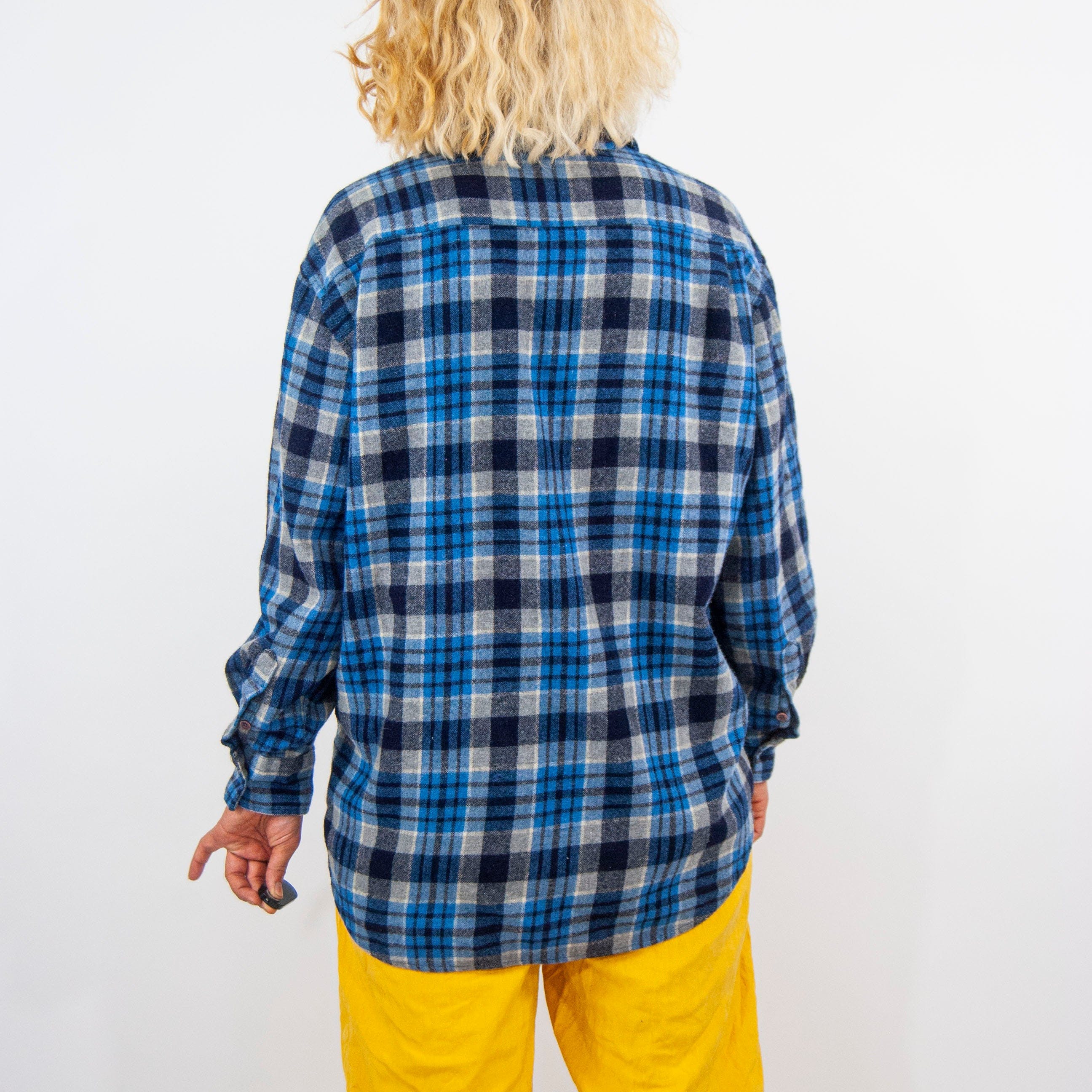 Vintage 80's Blue Wool Flannel with Double Breasted Pockets by ...