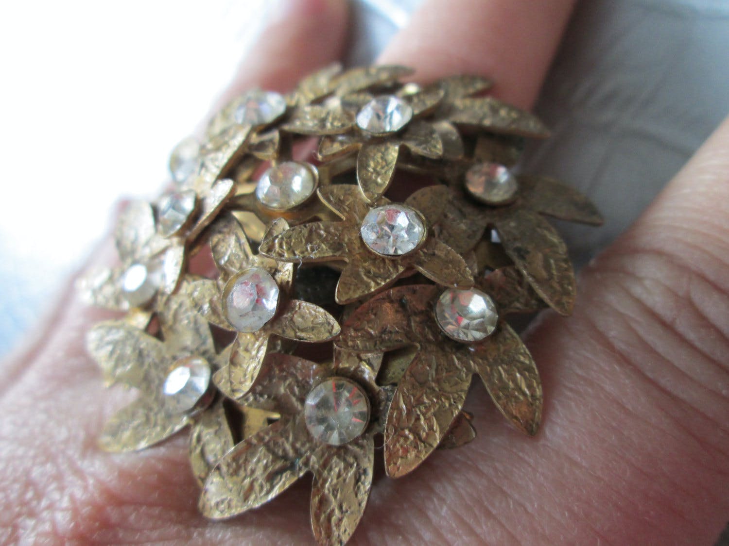 Vintage Gold with Rhinestone Floral Bundle Ring | Shop THRILLING