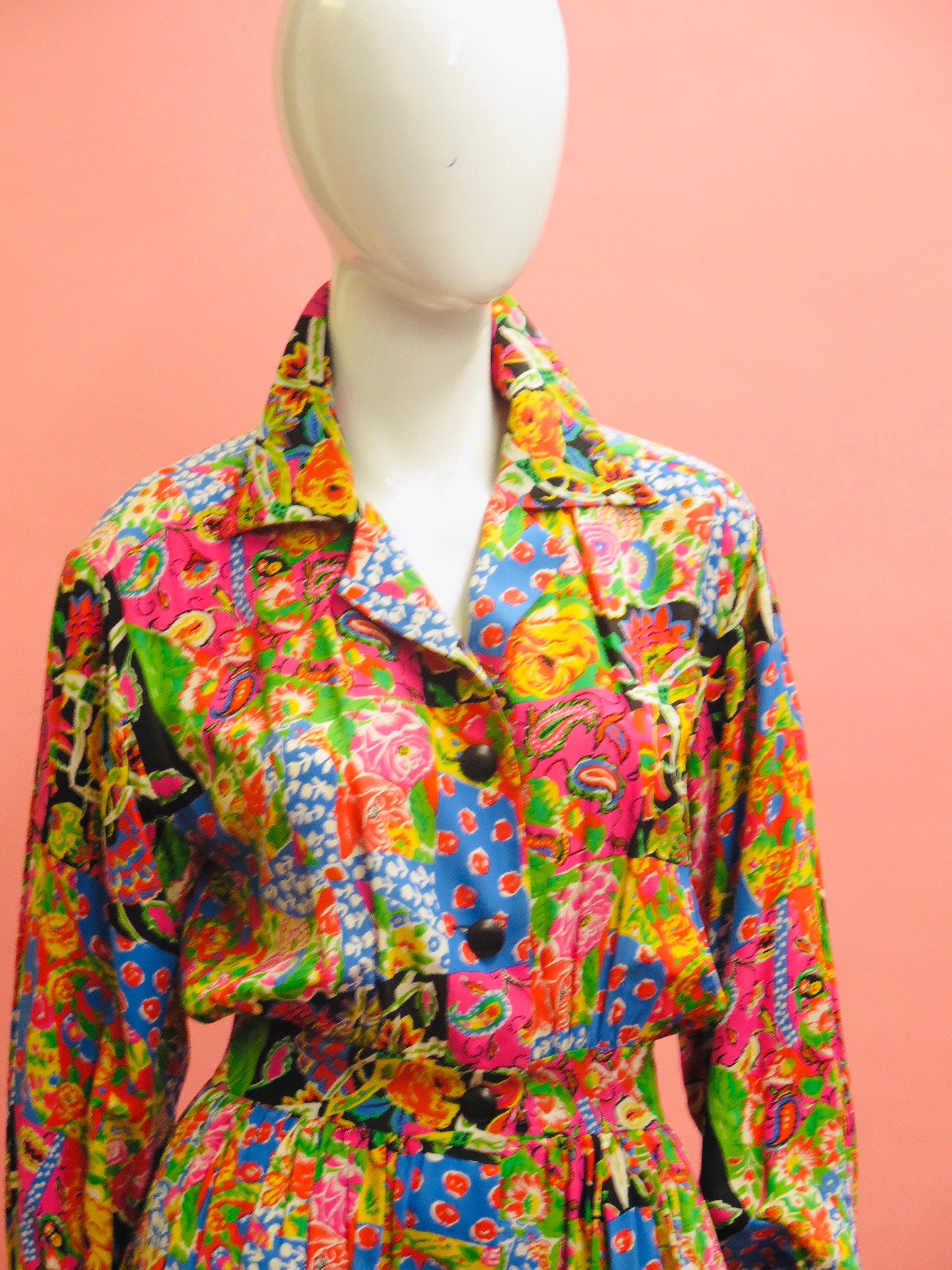Vintage 80's Floral Silk Blouson Dress by Nina Ricci | Shop THRILLING